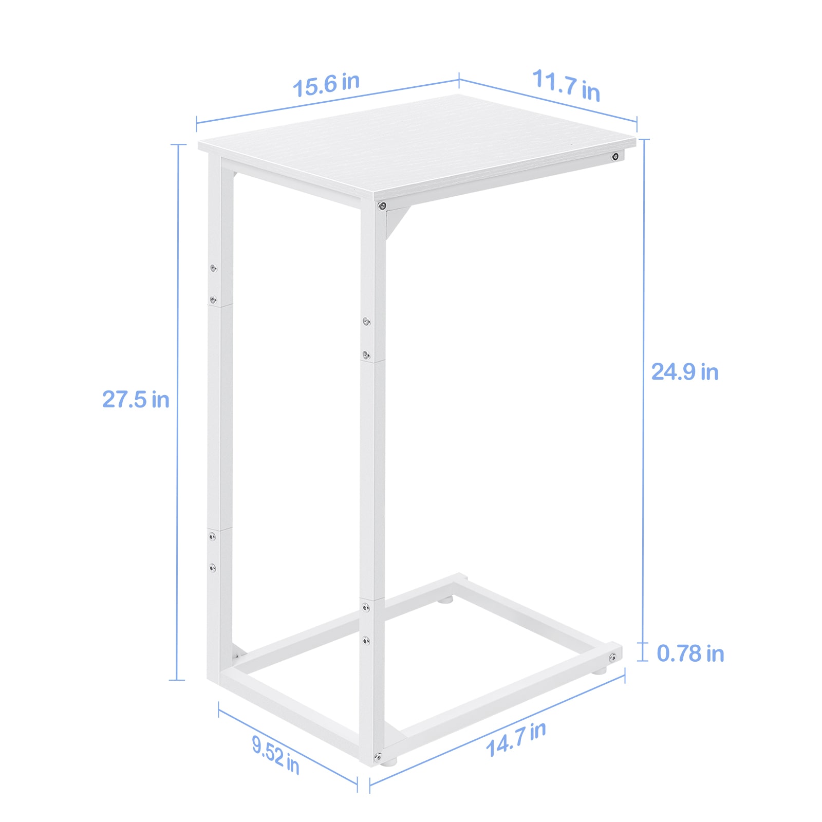 LIANTRAL Heightened Simple C-Shaped Side Table Set of Two - White ...