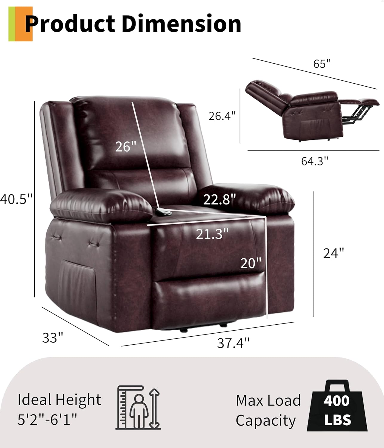 Qeetex Power Lift Recliner Chair - Heat and Massage - PU Leather ...