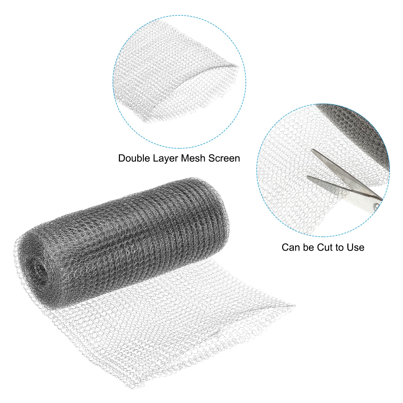 PATIKIL 6inx20ft Wire Mesh Hole Fill Fabric Stainless Steel Mesh Double ...