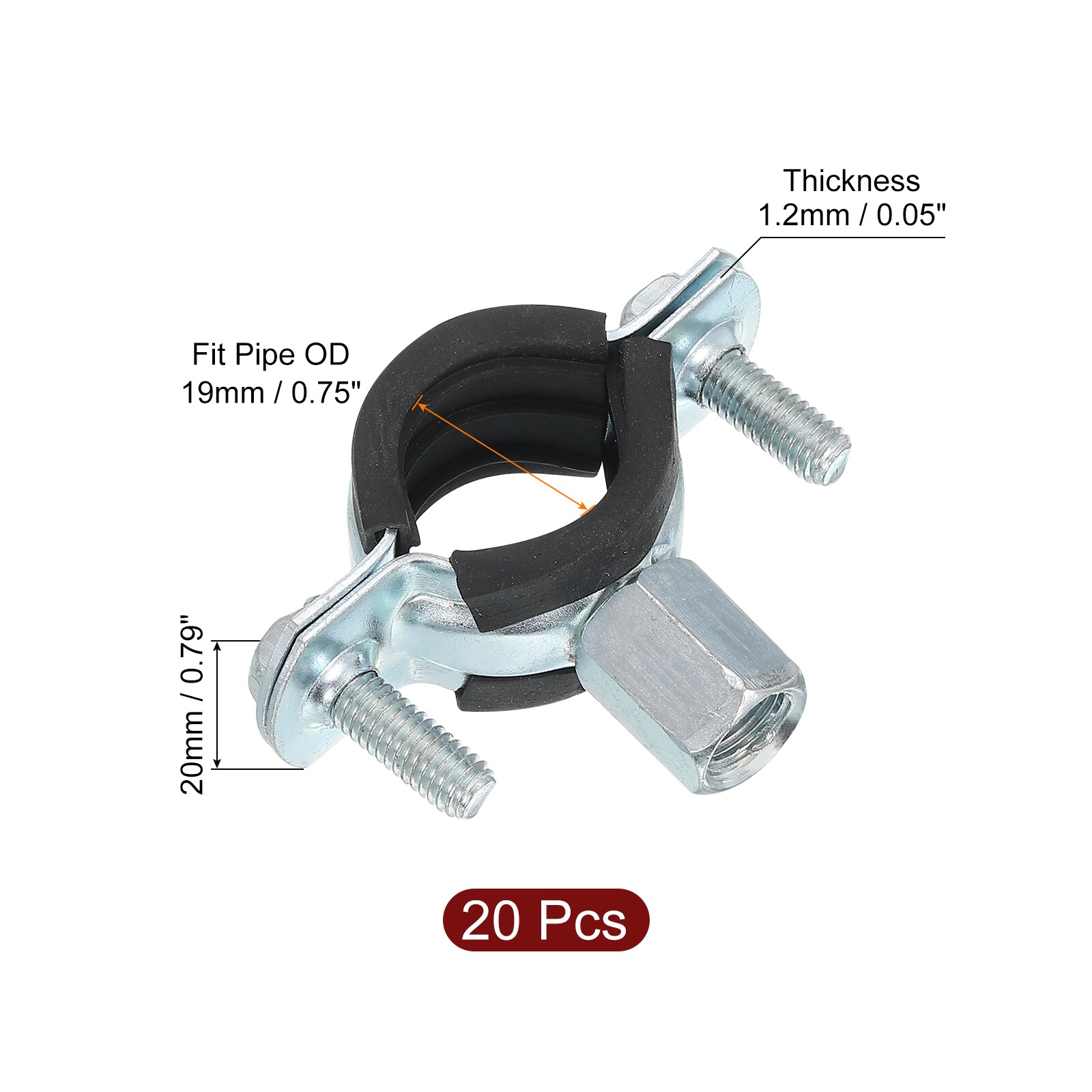 Unique Bargains 20pcs Adjustable Pipe Bracket Clamp 3/4inch(19mm) Wall ...