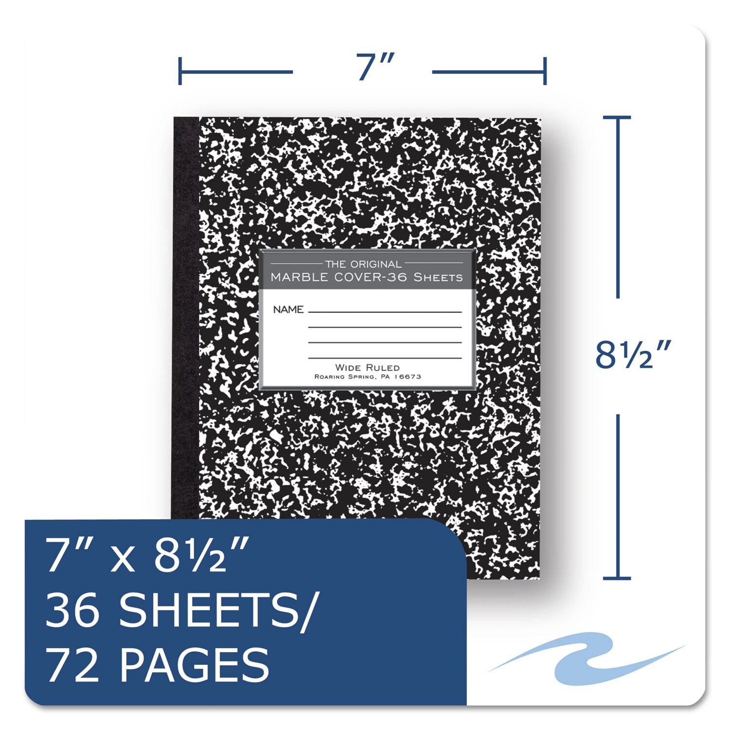 Roaring Spring Paper Products Marble Cover Composition Book Wide Legal ...