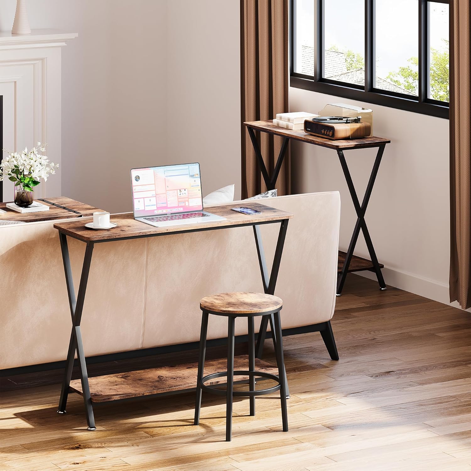 Garvee Narrow Console Table 2-Tier Farmhouse Sofa Table with Shelves 41 ...