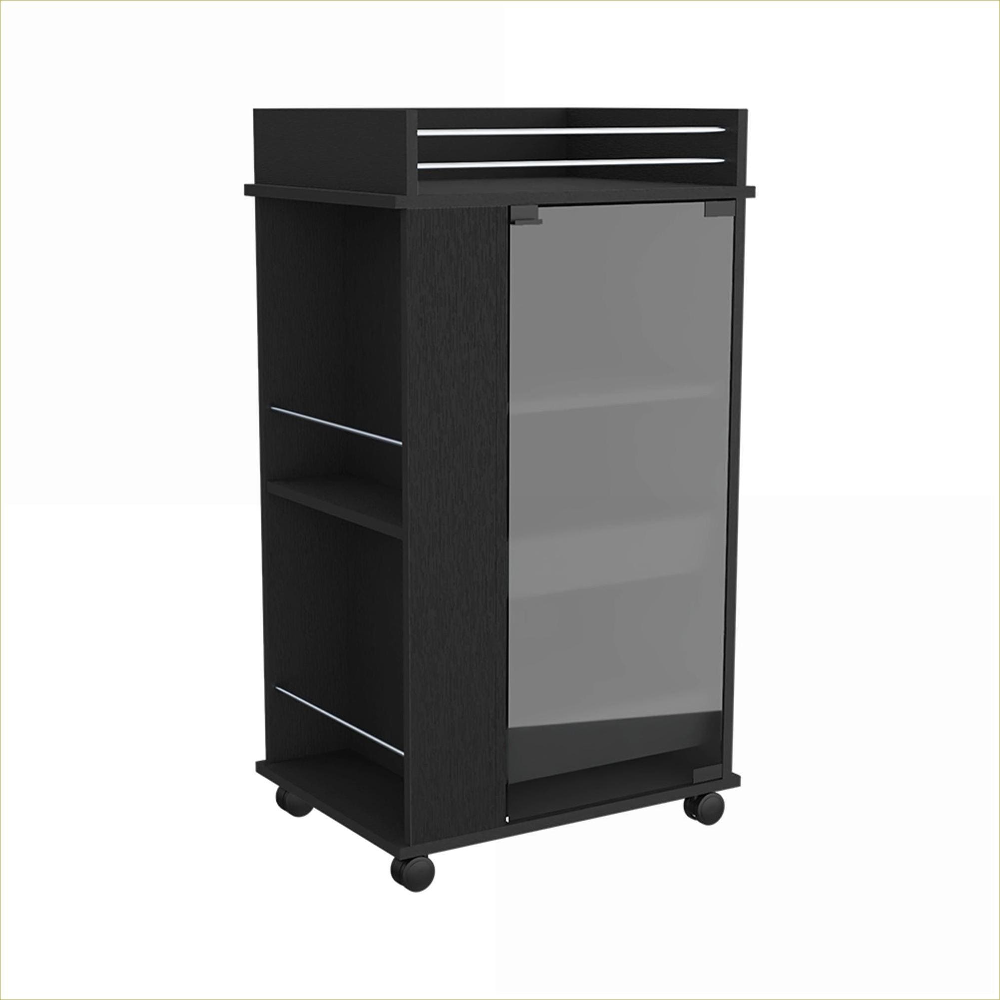 Watnature Rolling Storage Bar Cart Modern Contemporary Style Deep Black ...