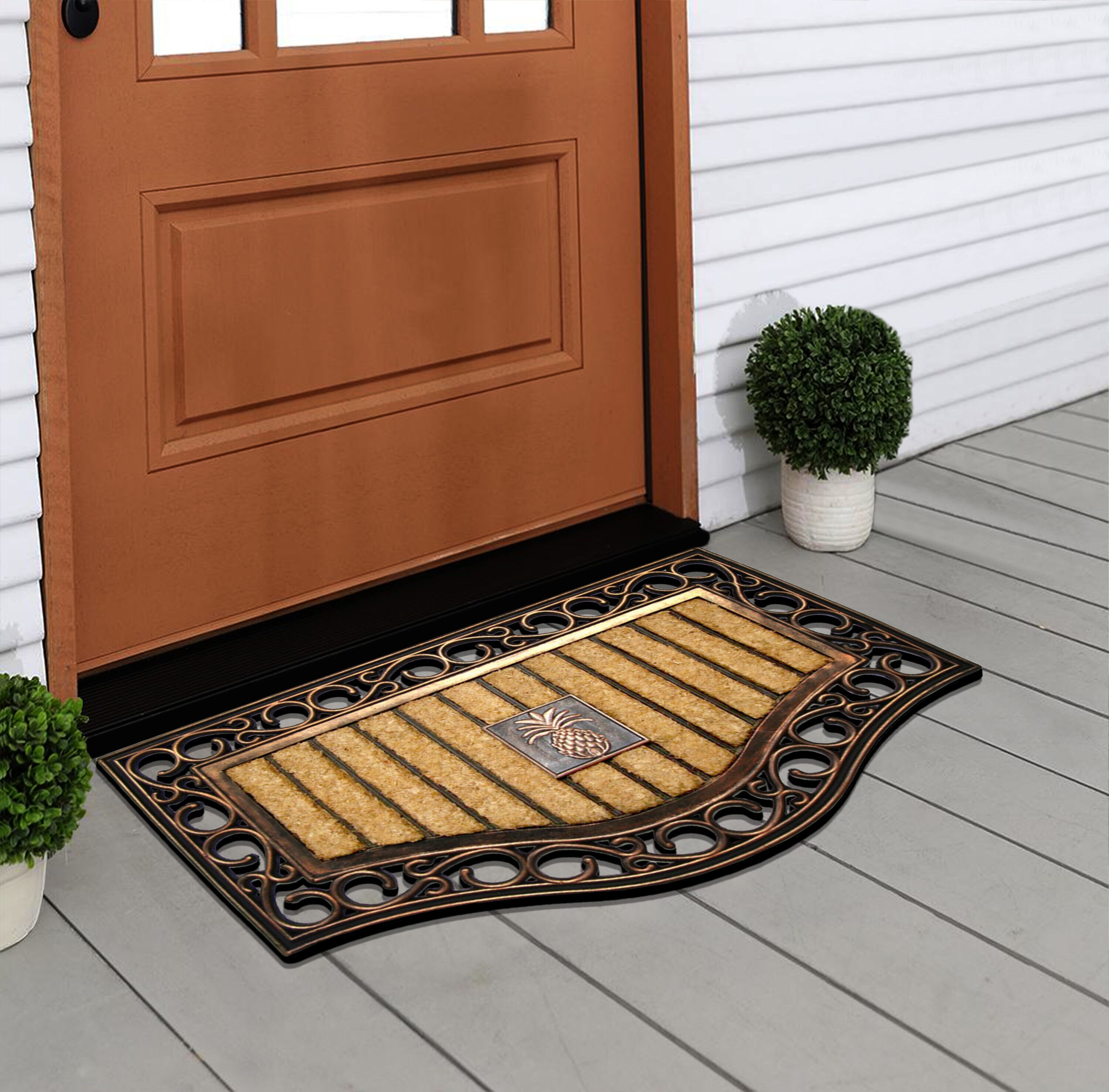 A1 Home Collections Natural Coir and Rubber Door Mat 18-in x 30-in ...