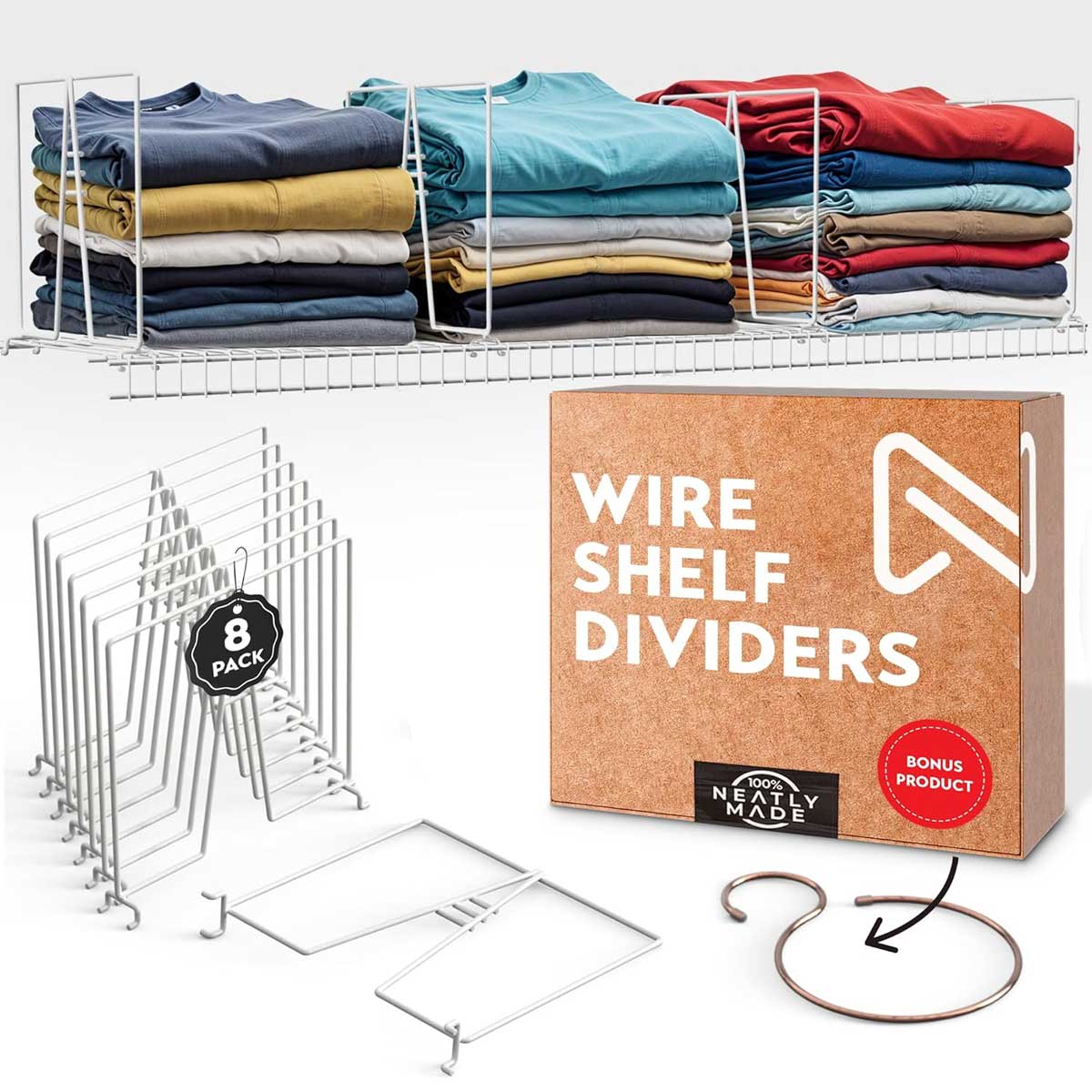 Aoibox Tall White Wire Shelf Dividers for Closet Organization Sturdy ...