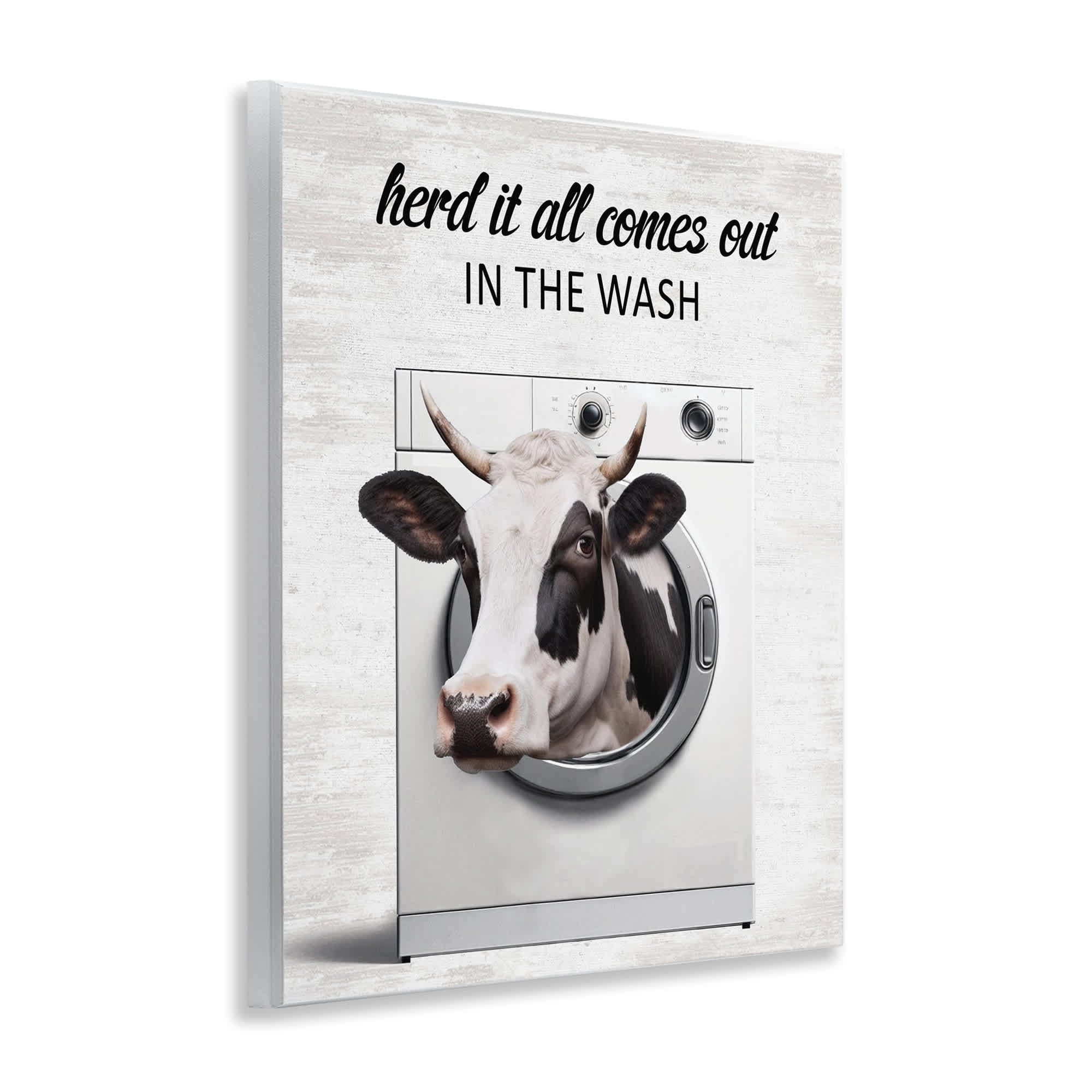 Stupell Industries Cow and Washing Machine Wall Plaque Art By Lettered ...