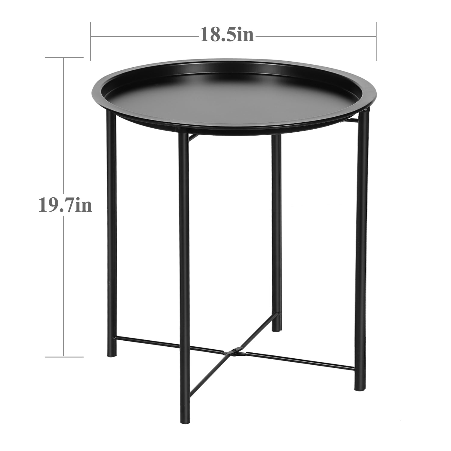 Vecelo Side End Table Folding Round Metal Anti Rust and Waterproof ...