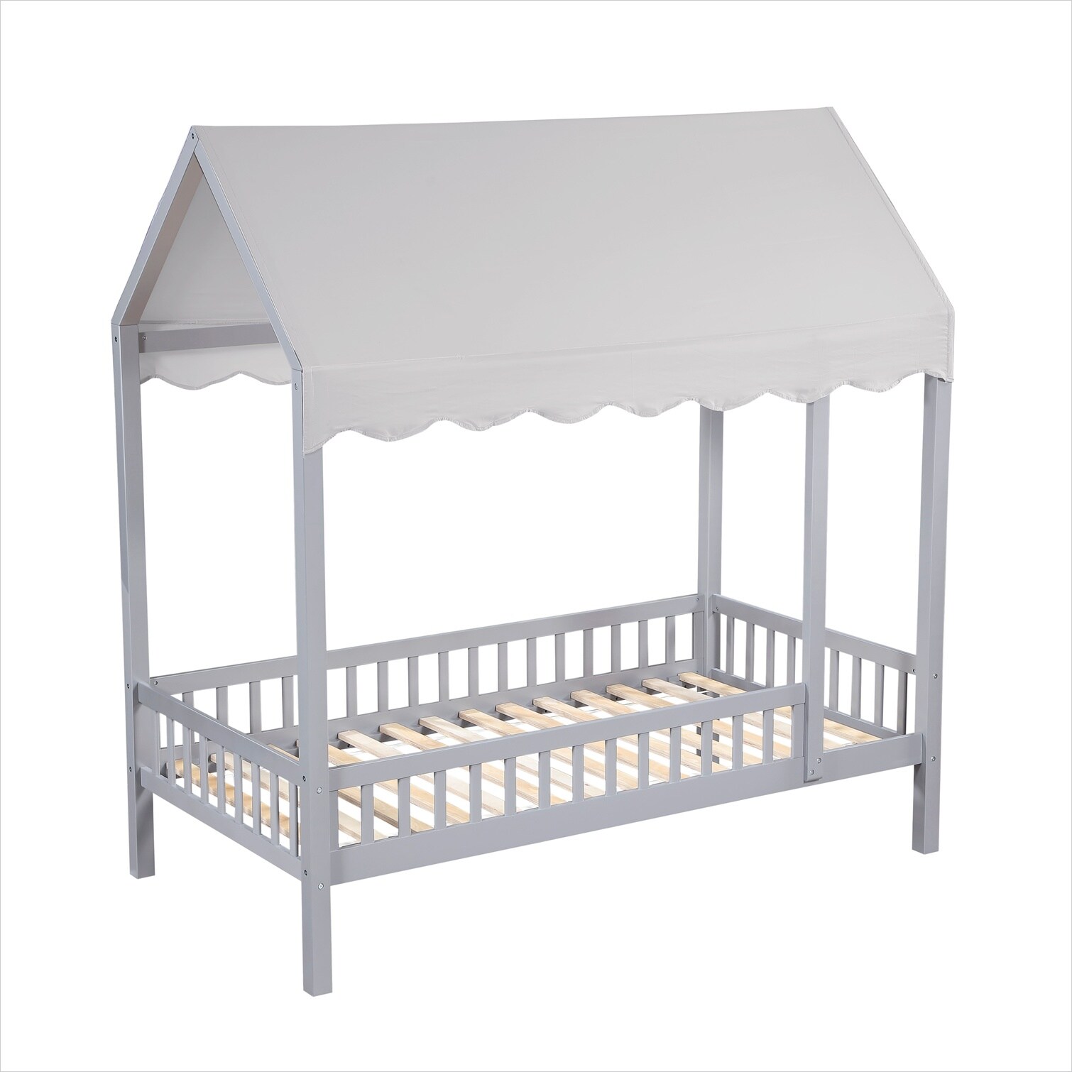 SunJet Cottage-style twin platform bed with slat support and canopy ...