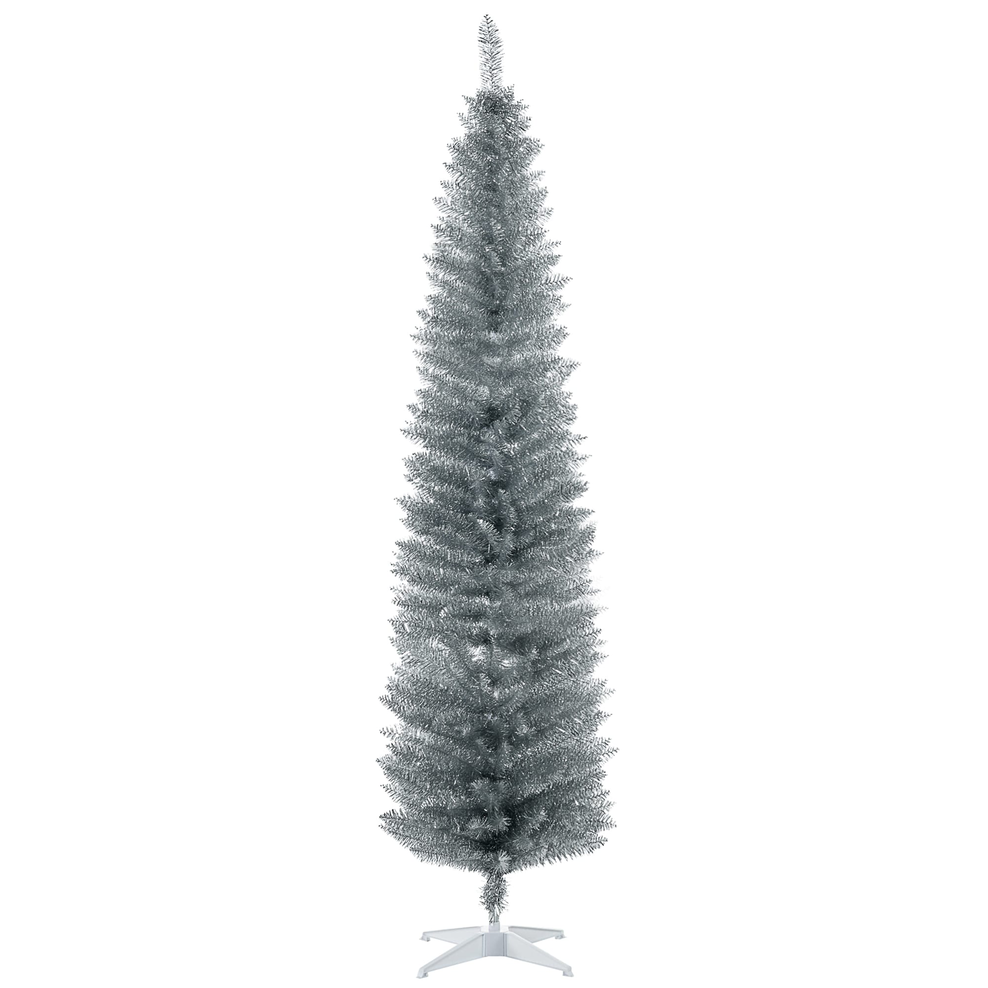 Upsimples 7FT Silver Slim Pencil Artificial Christmas Tree 499 Plastic ...