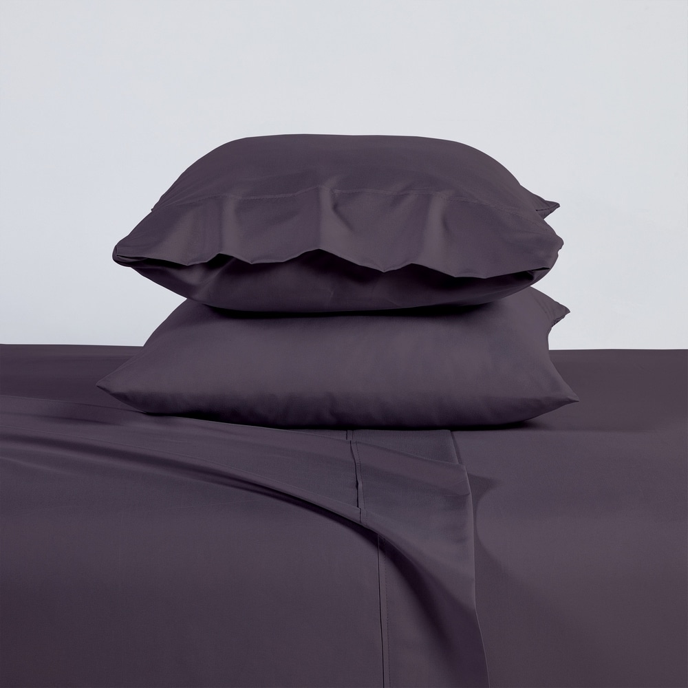 Bibb Home Twin 2000 -Thread Count Microfiber Egg Plant 4 -Piece Bed ...