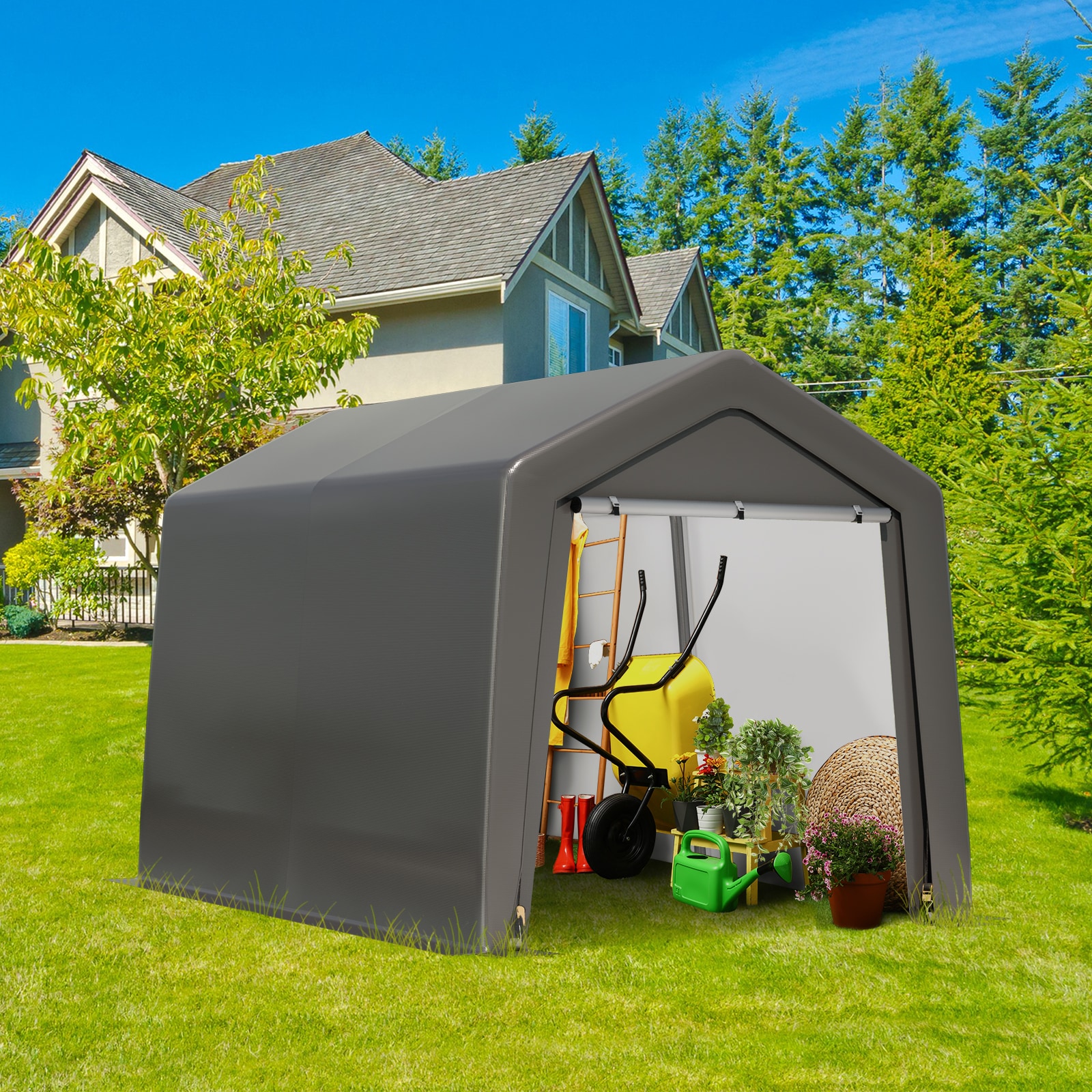 IdealHouse Outdoor Storage Tent Heavy Duty Portable Shelter Shed with ...