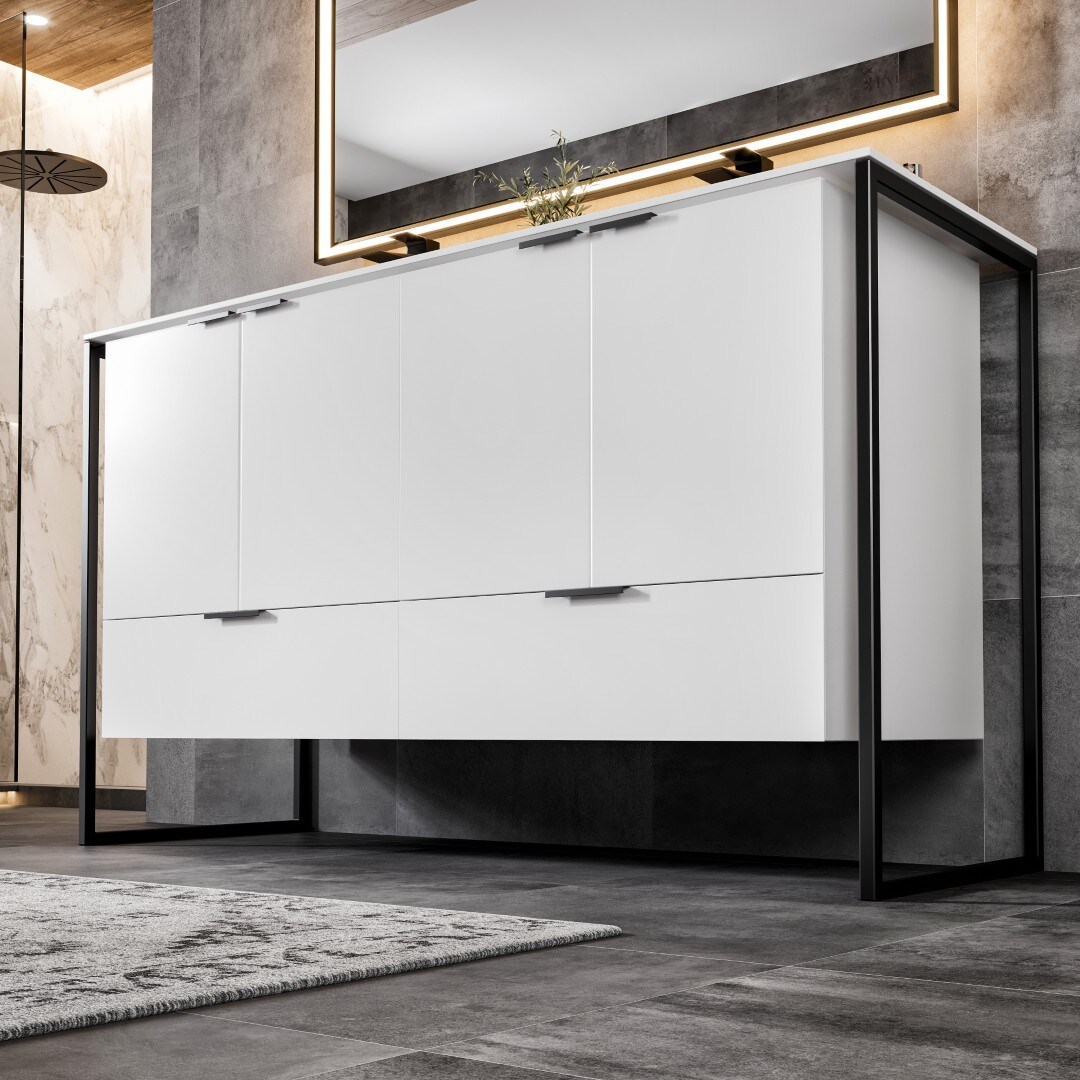 Eviva Onyx 47.75-in White Double Sink Floating Bathroom Vanity with ...