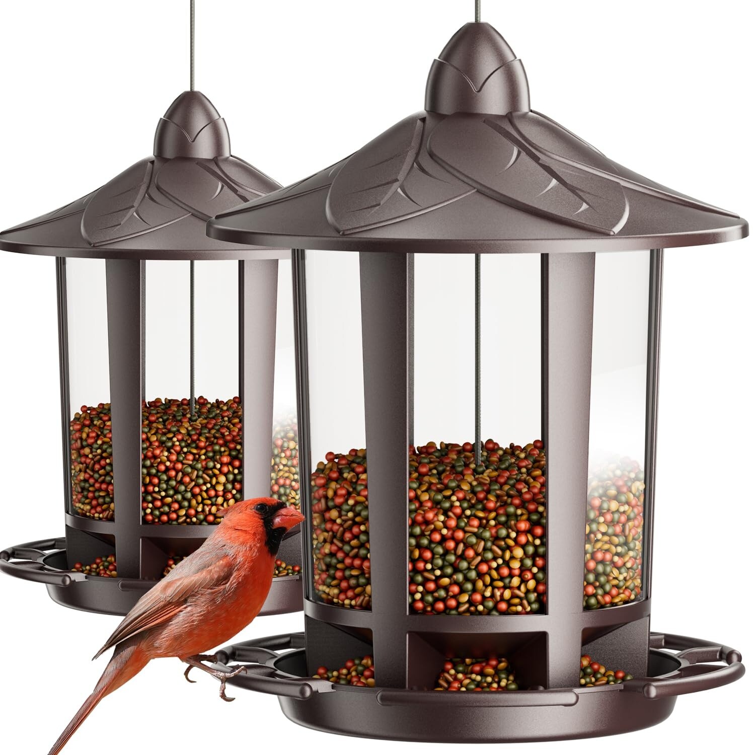 Adrinfly 2 pack outdoor hanging bird feeders classic castle design easy ...