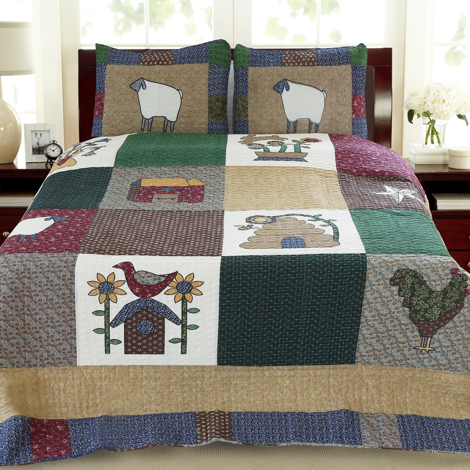 Luupatchy Farmhouse Animal Patchwork Quilt Set Reversible Bedspread ...
