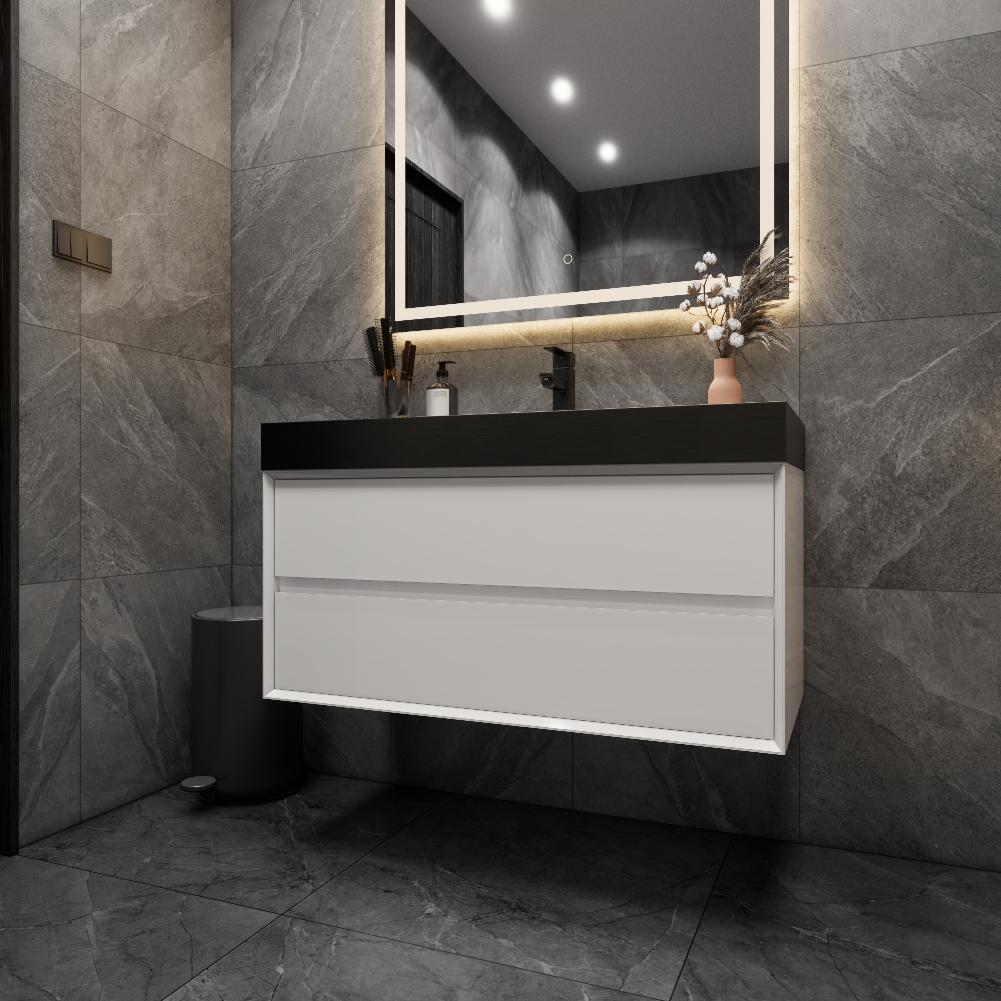 BV Better Vanity MIA 42-in Gloss White Single Sink Floating Bathroom ...