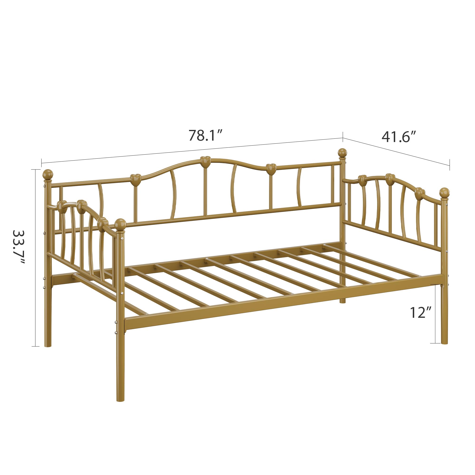 GarveeLife Twin Size Daybed Sofa Bed Frame with Heart-Shaped Decoration ...