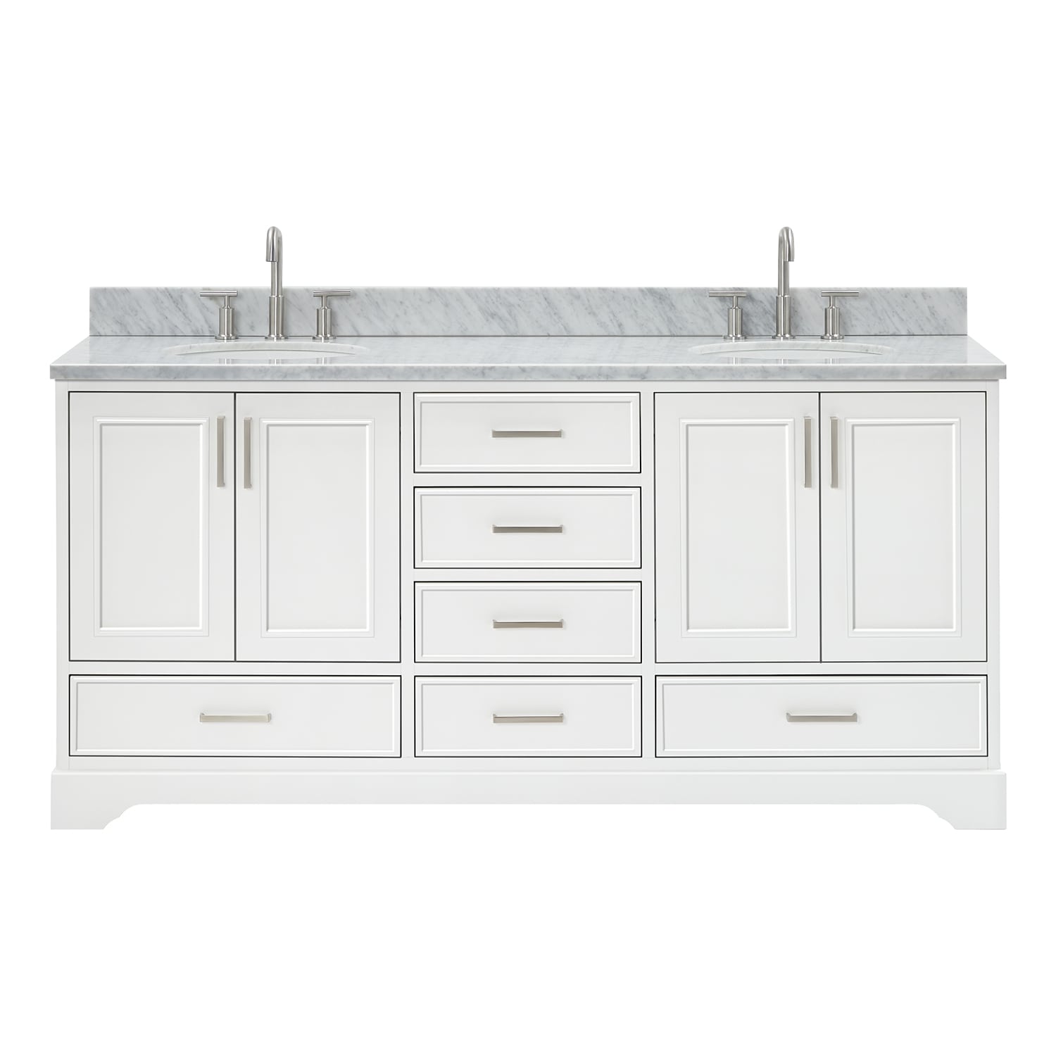 ARIEL Stafford 72-in White Undermount Double Sink Bathroom Vanity with ...