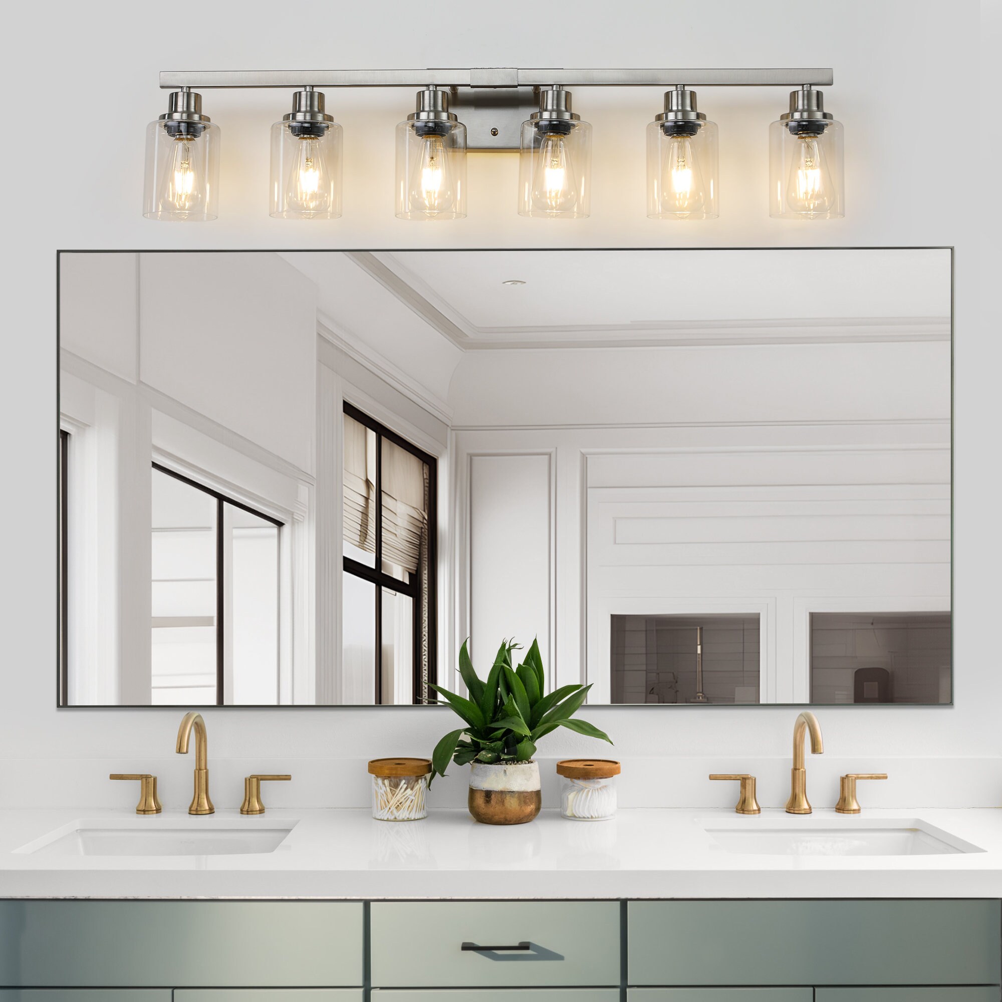 Oyezvary 37 inch Modern 6 Light Bathroom Vanity Light Fixture Brushed ...