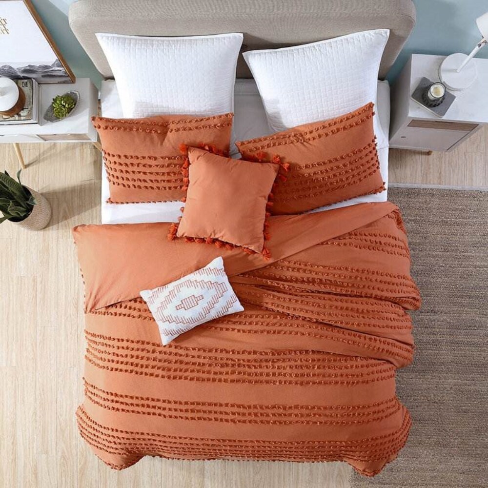 Slickblue 5-Piece Brick Orange Cotton Clip Dot King- Full/Queen ...