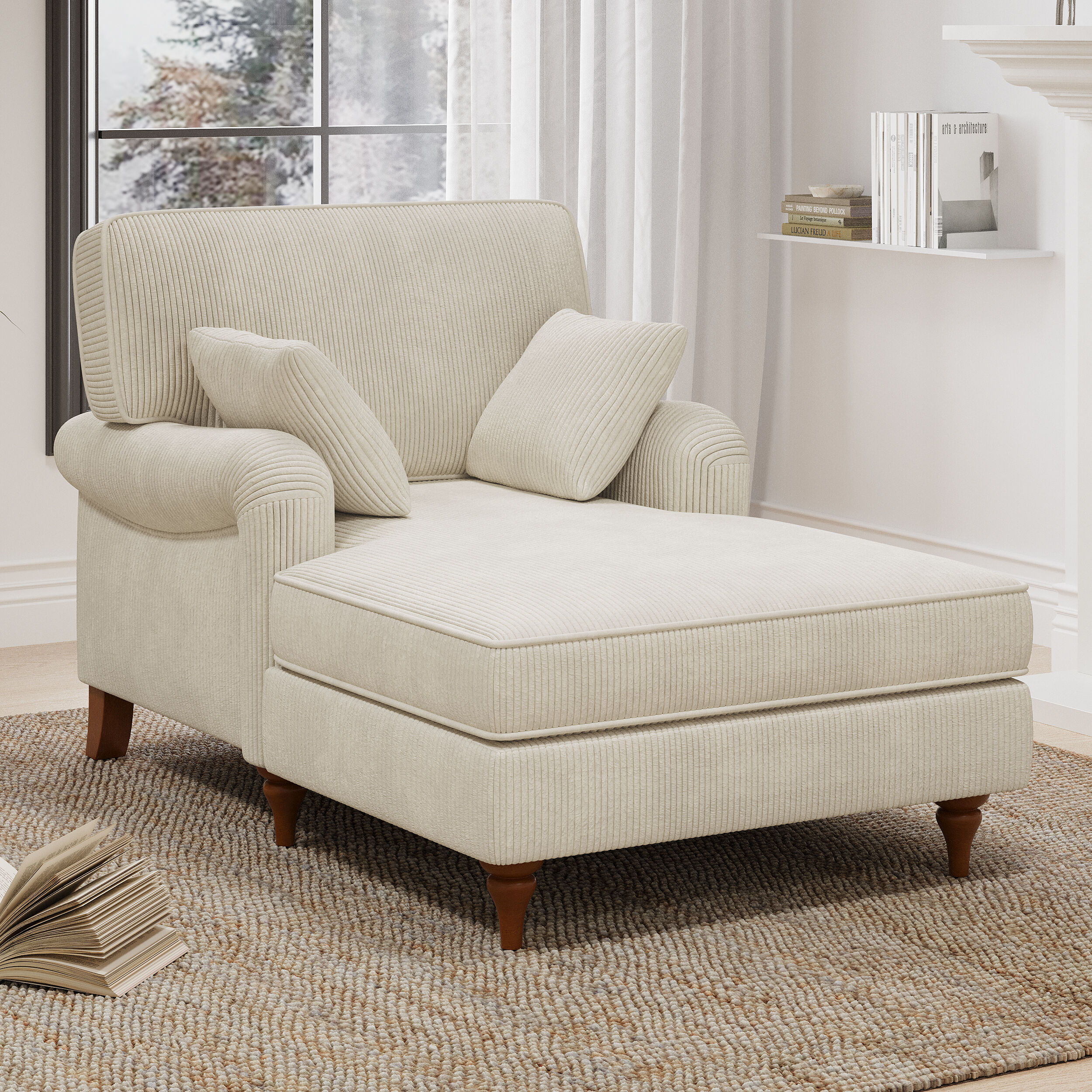 ModernLuxe 40.5'Oversized Chaise Lounge Chair Indoor with 2 Comfy ...