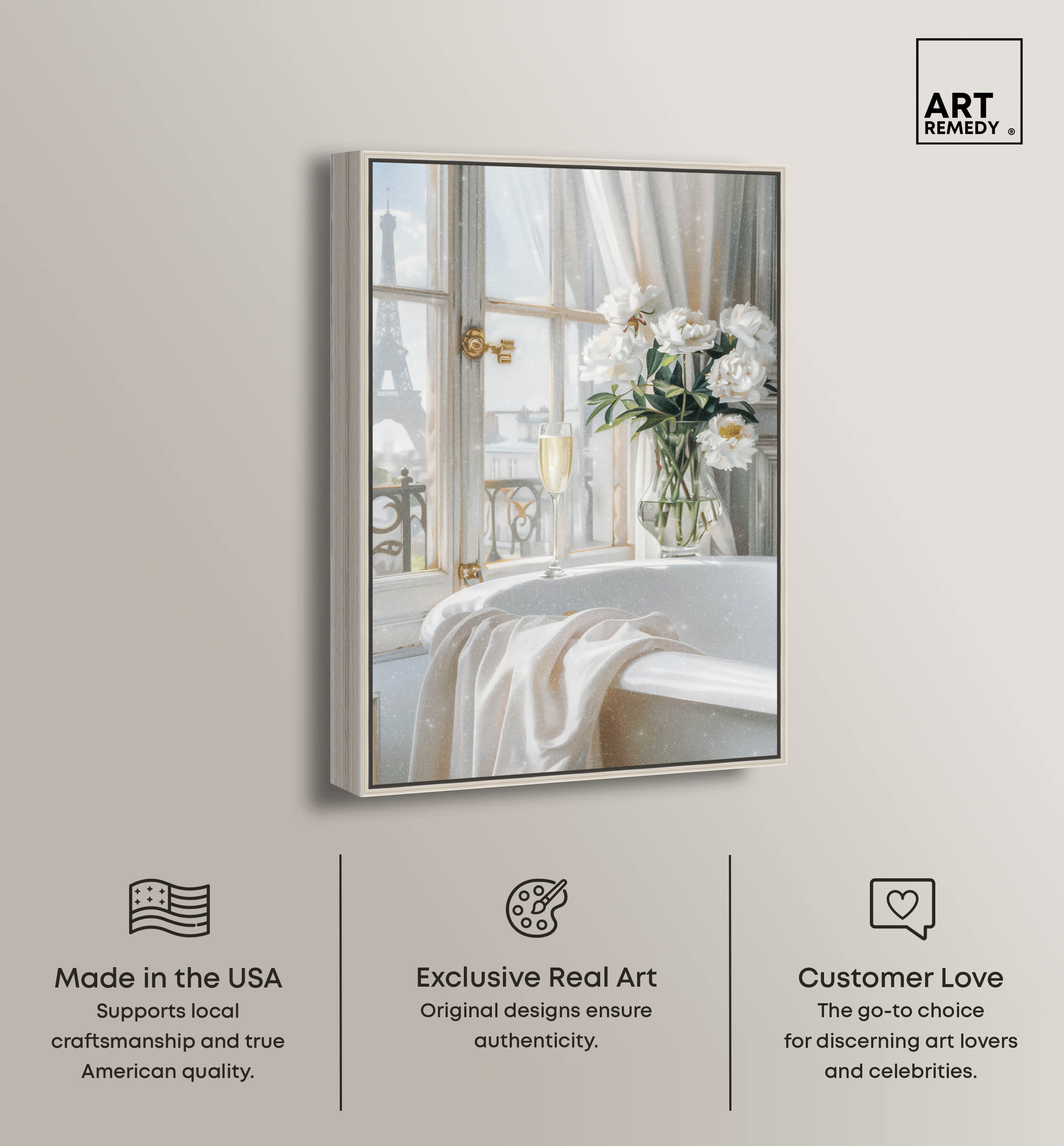 Art Remedy Ivory Bathroom in Paris Glam Print by Silver Frame 30 x 45 ...