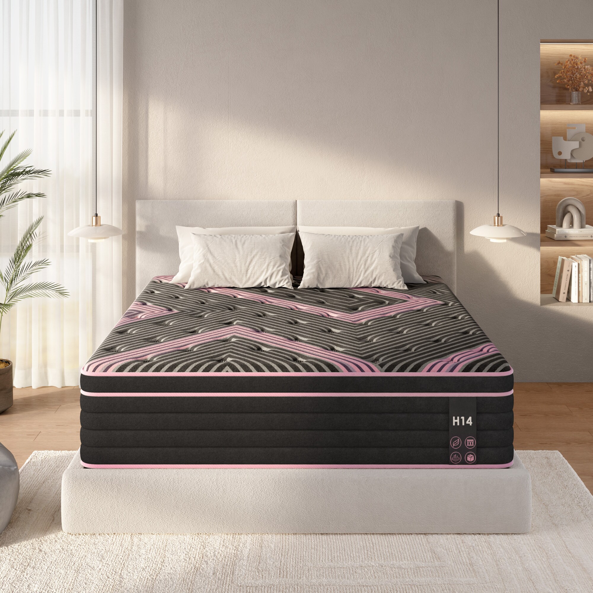 Bellemave 14-in Medium Hybrid Memory Foam/Coil Blend Mattress in a Box ...
