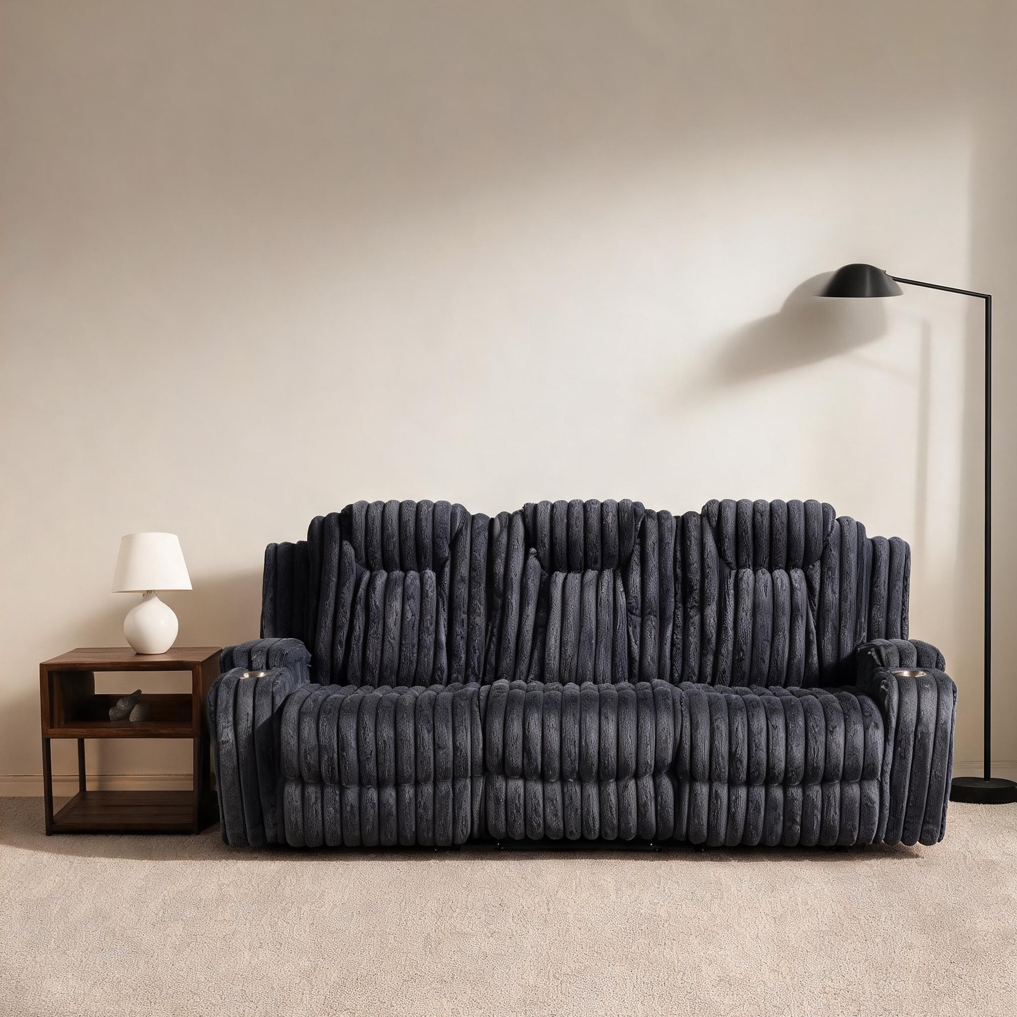 Watnature Two-Seat Double Reclining Sofa Contemporary Slate Gray ...