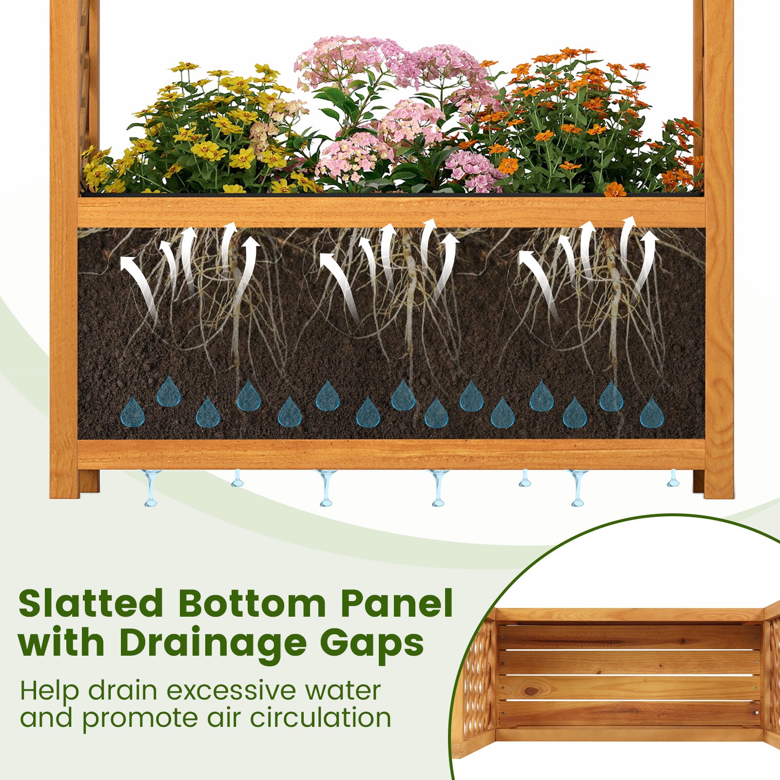Volenca 33-in W x 57-in H Pine Wood Raised Garden Bed Lattice Trellis ...