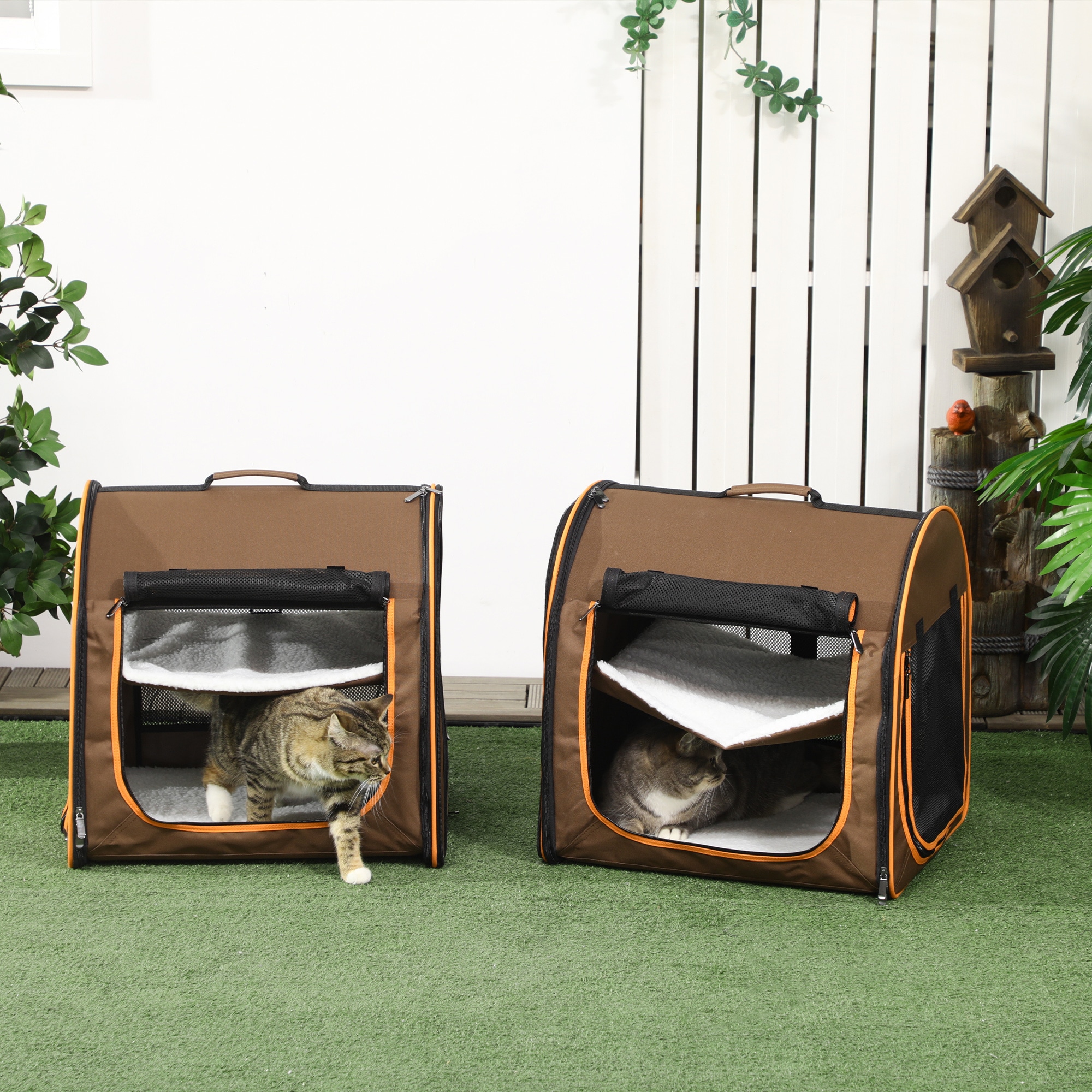 PawHut 39 Soft Sided Cat Carrier Divider 2 Compartments Brown in the ...