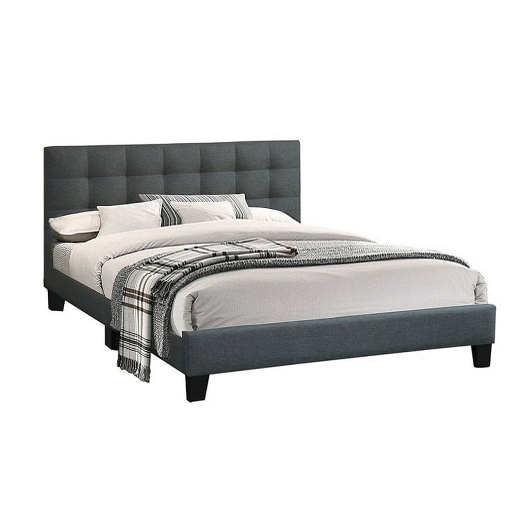 Benzara Dex Modern Platform King Size Bed-Plush Tufted Upholstery ...