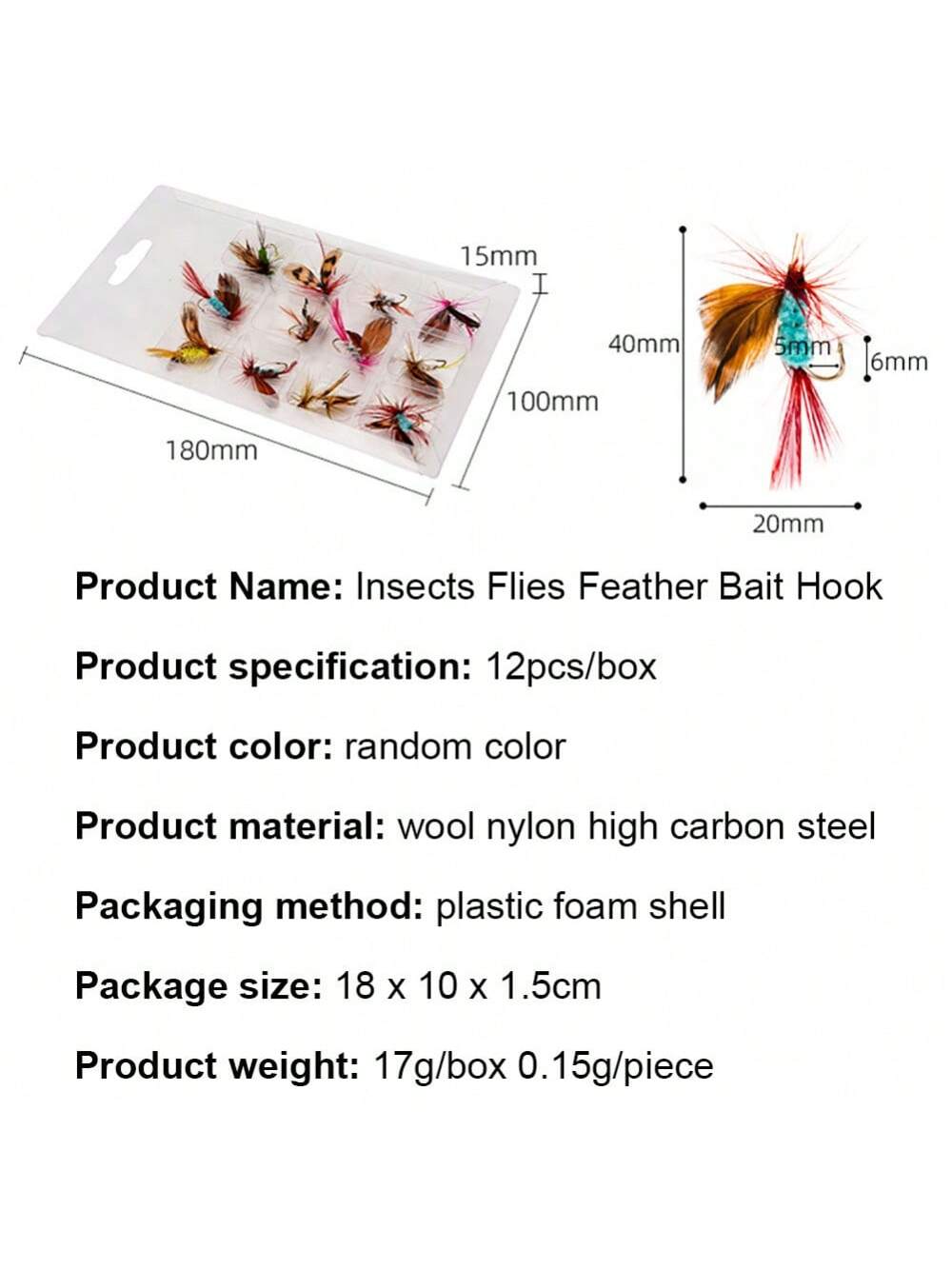 Qeetex Fly Fishing Flies Kit. 12pcs Fly Fishing Lures. Dry Fly Fishing ...