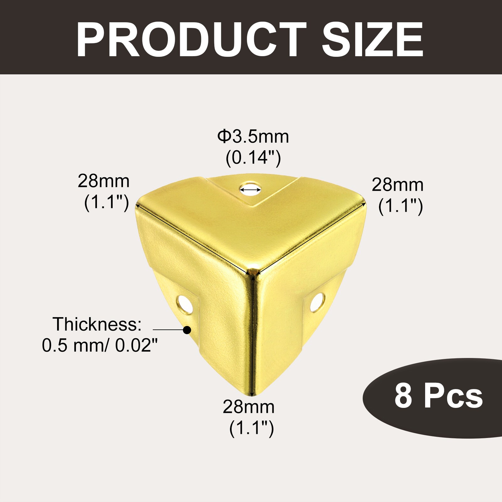 Unique Bargains 8pcs Metal Corner Protector 1.1 x 1.1 x 1.1 Inch Box ...
