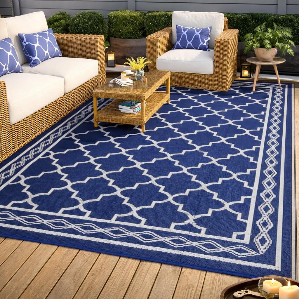 Garvee Outdoor Waterproof Rug 9x12 Plastic Straw Rugs in the Rugs ...