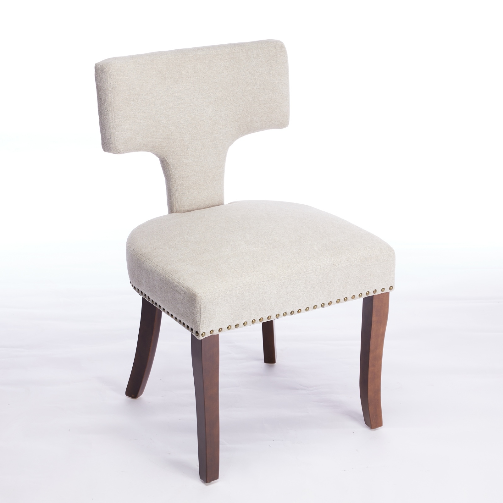LOVMOR Set of 2 Farmhouse Linen Fabric Upholstered Accent Chair Curved ...