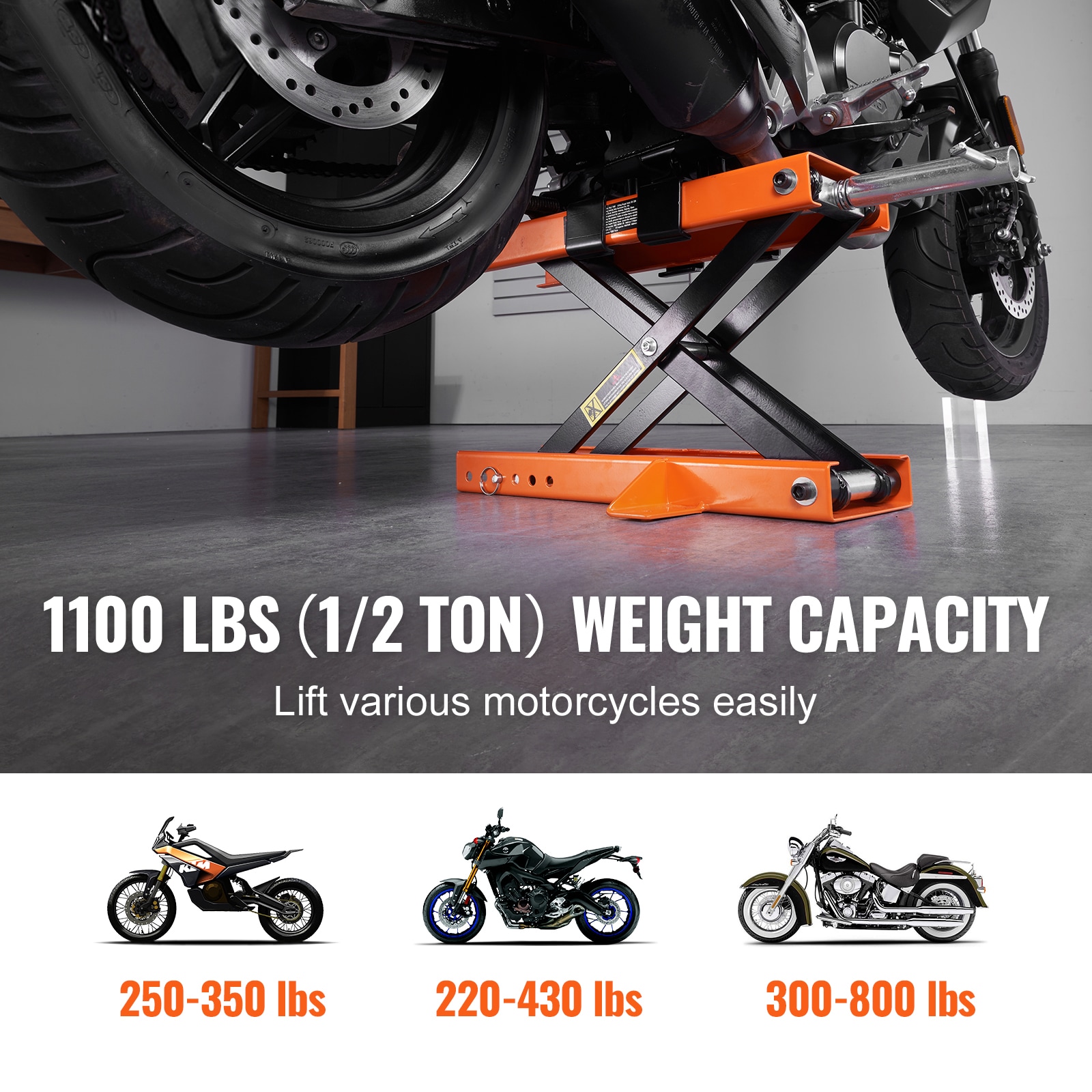 VEVOR Motorcycle Lift 500 kg Motorcycle Center Scissor Lift Jack with ...
