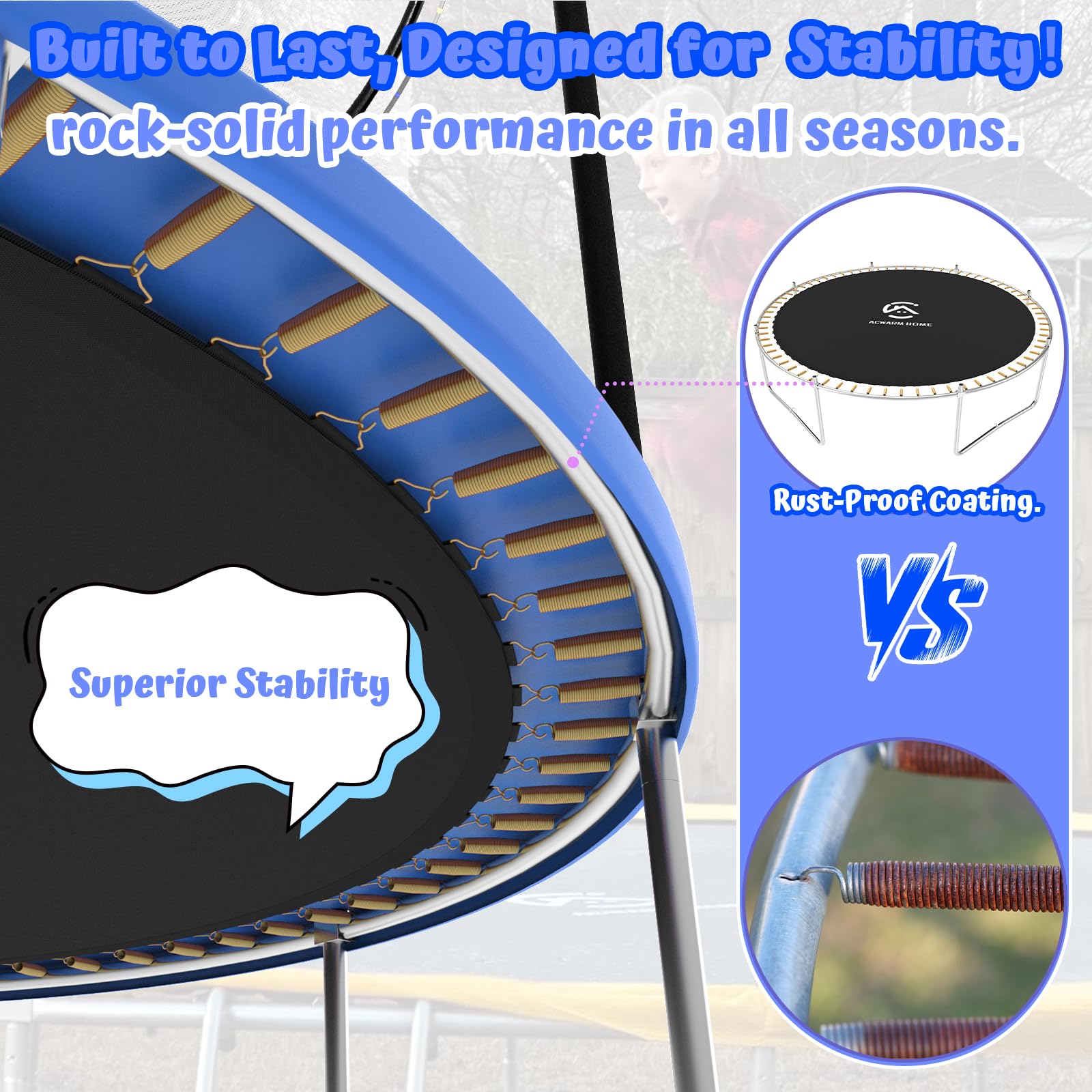 Jumpfly ACWARM HOME 2025 NewTrampoline 15FT Premium Blue Trampoline ...