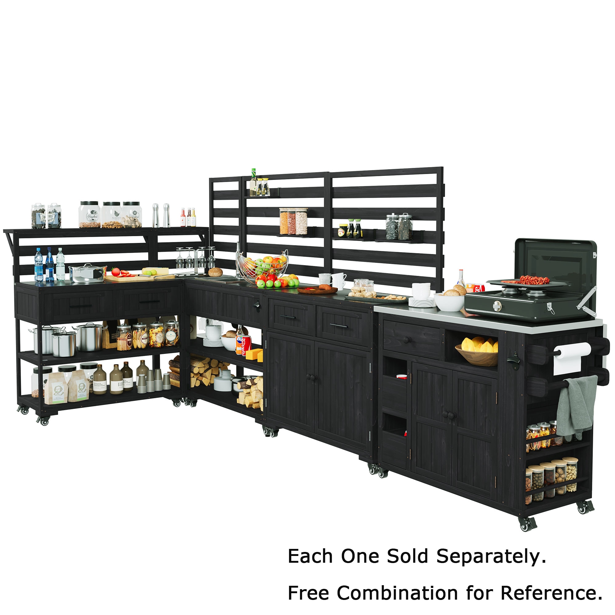 ModernLuxe Assembly Required64.9inch H Large Patio Kitchen Island Solid ...