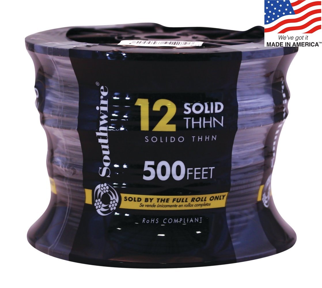 Southwire 12 SOLID CU BLACK THHN 500-FT 11587358 at Lowes.com