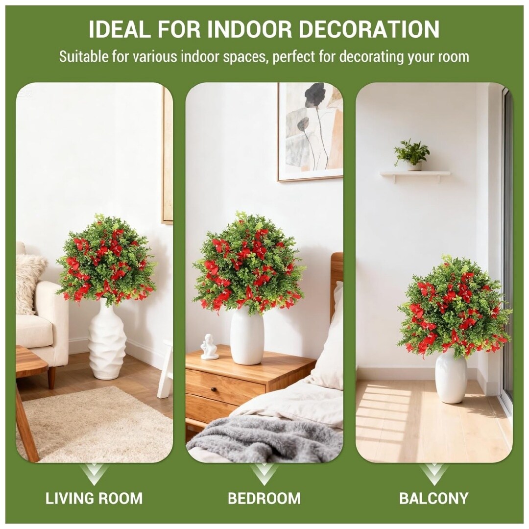 GarveeLife Artificial bo+wood topiary ball tree set of 2 with ground ...