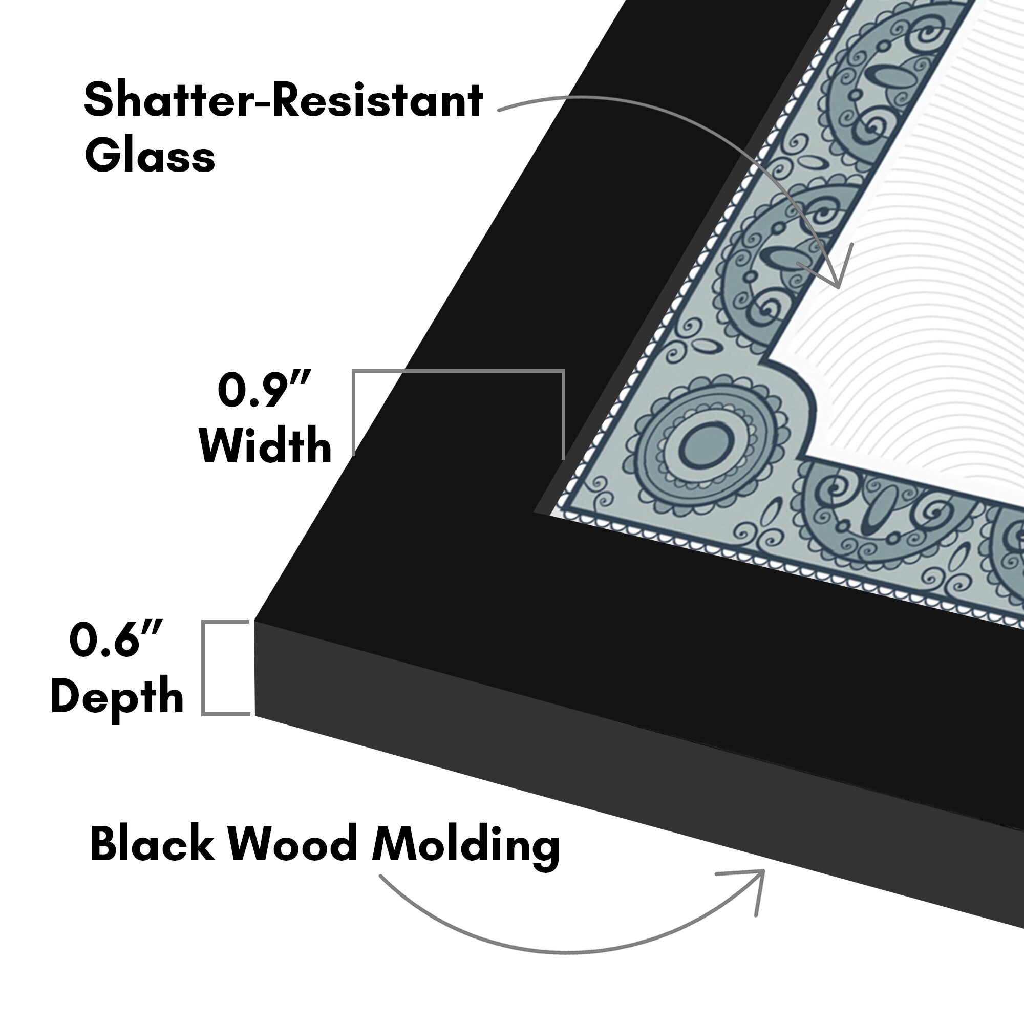 Americanflat 8.5x11 Diploma Frame - Document Frame with Shatter ...