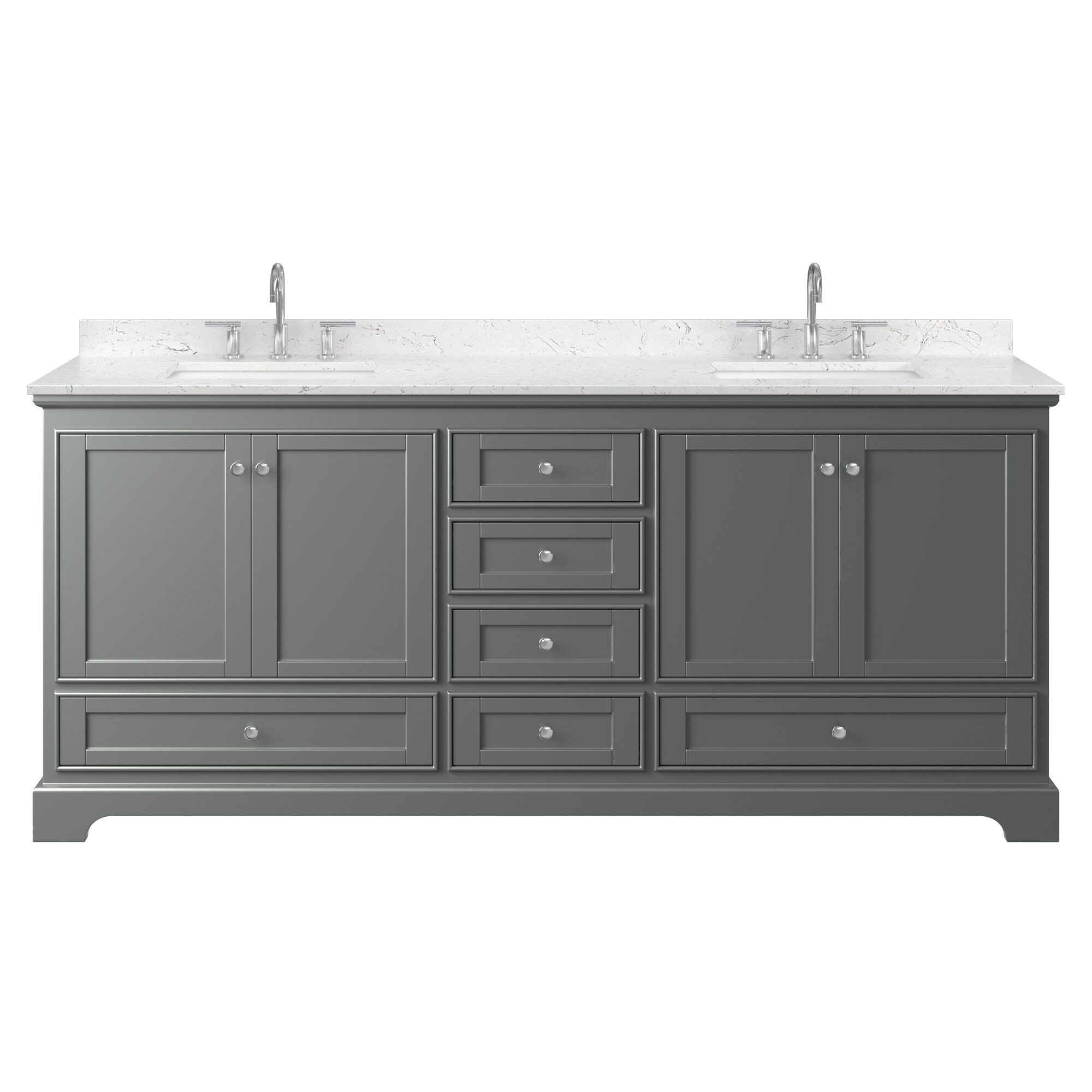 Wyndham Collection Deborah 80-in Dark Gray with Polished Chrome Trim ...
