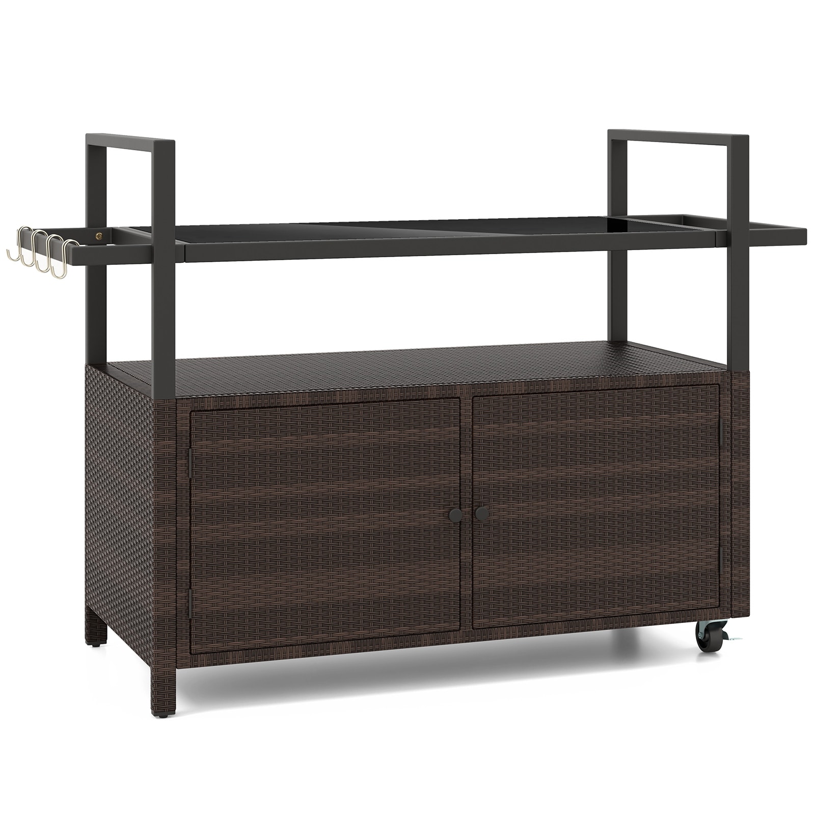 LIVIZA Brown Wicker Outdoor Serving Cart in the Outdoor Serving Carts ...