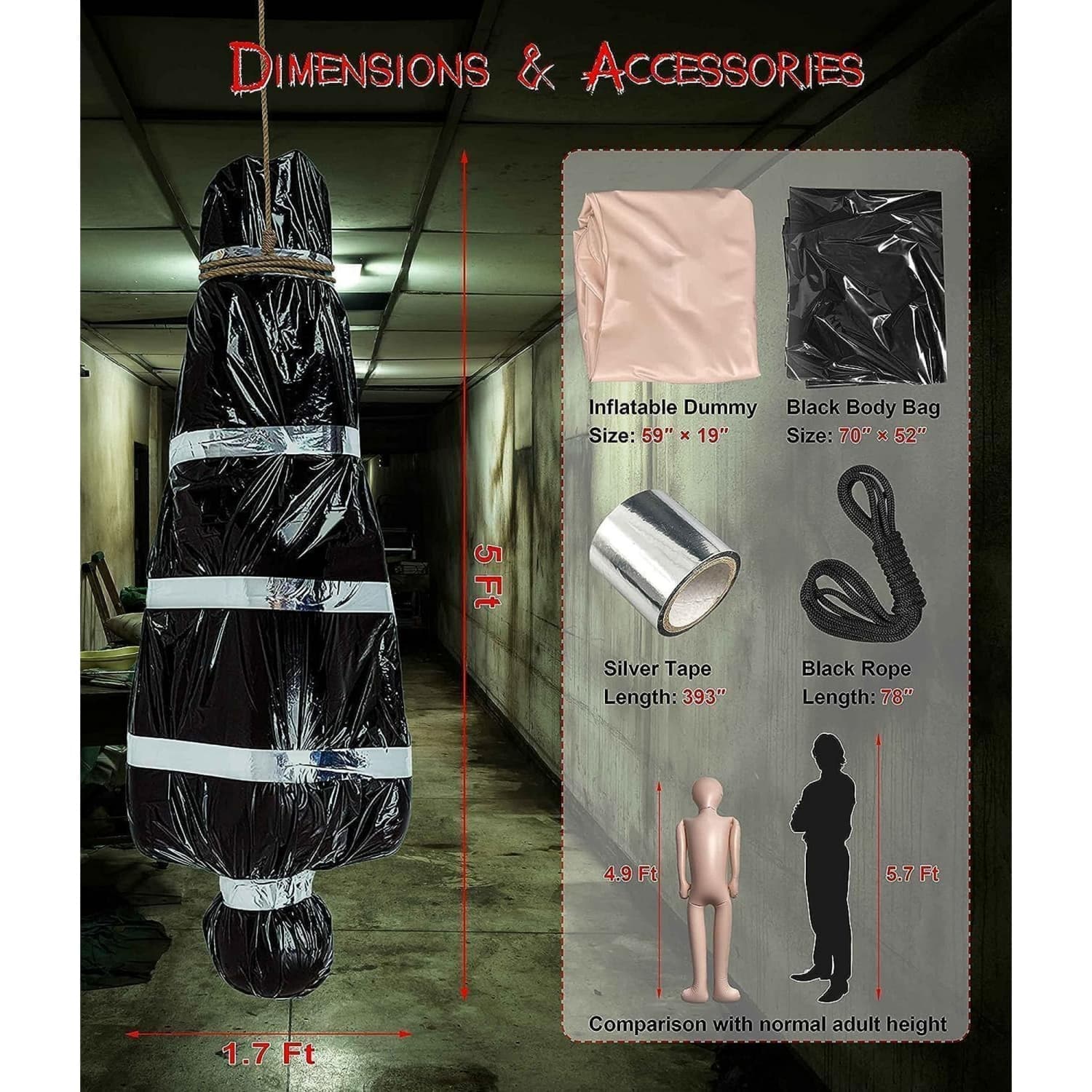 Ogetfuur 5 Ft Inflatable Hanging Corpse Halloween Decorations Outdoor
