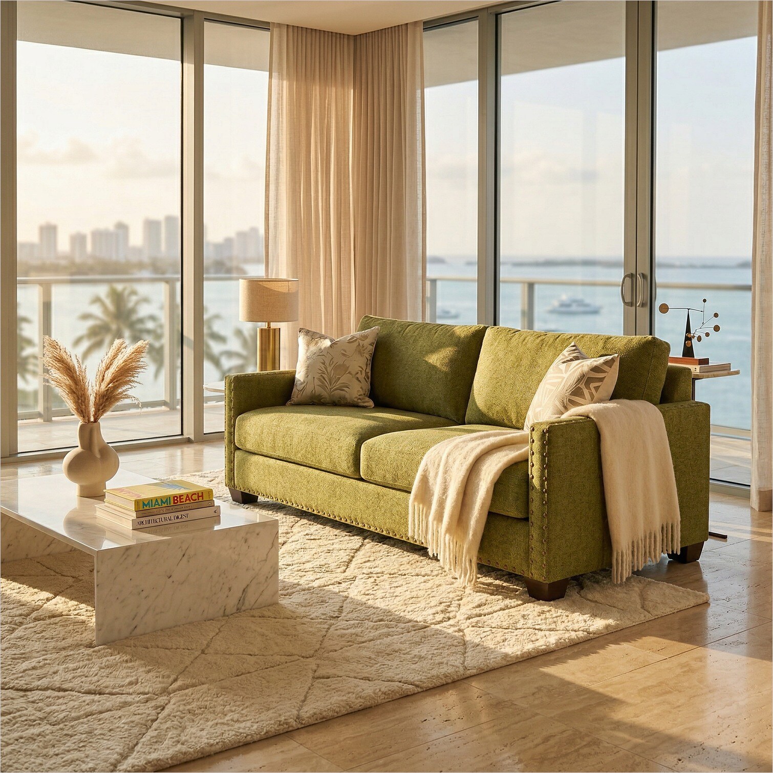 Watnature Classic square-arm sofa with fast domestic shipping sage ...