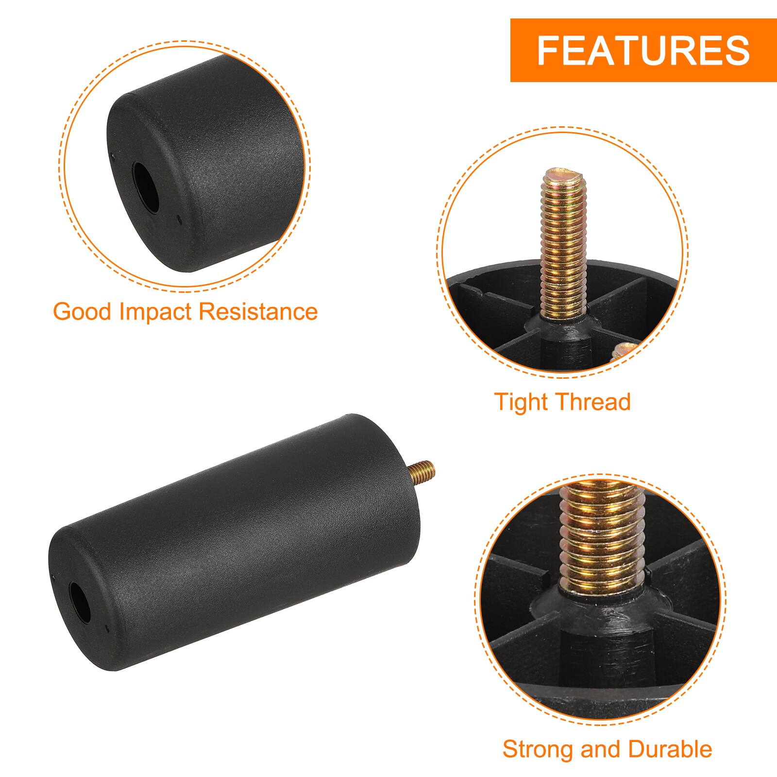 Unique Bargains 4pcs M8 x 1.25mm x 4.7 x 2.3 Inch Furniture Legs ...
