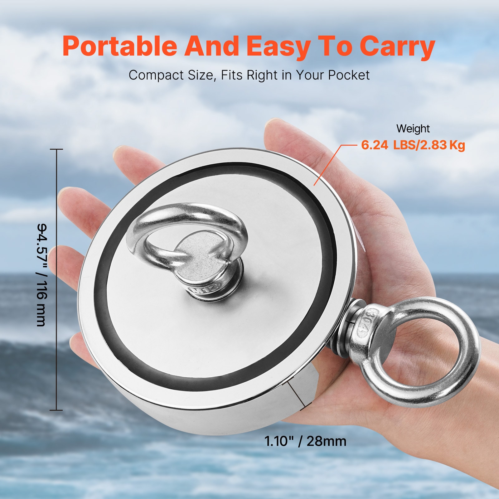 GIVIMO 2000-lb Double-Sided Magnet Fishing Kit Heavy Duty Neodymium ...