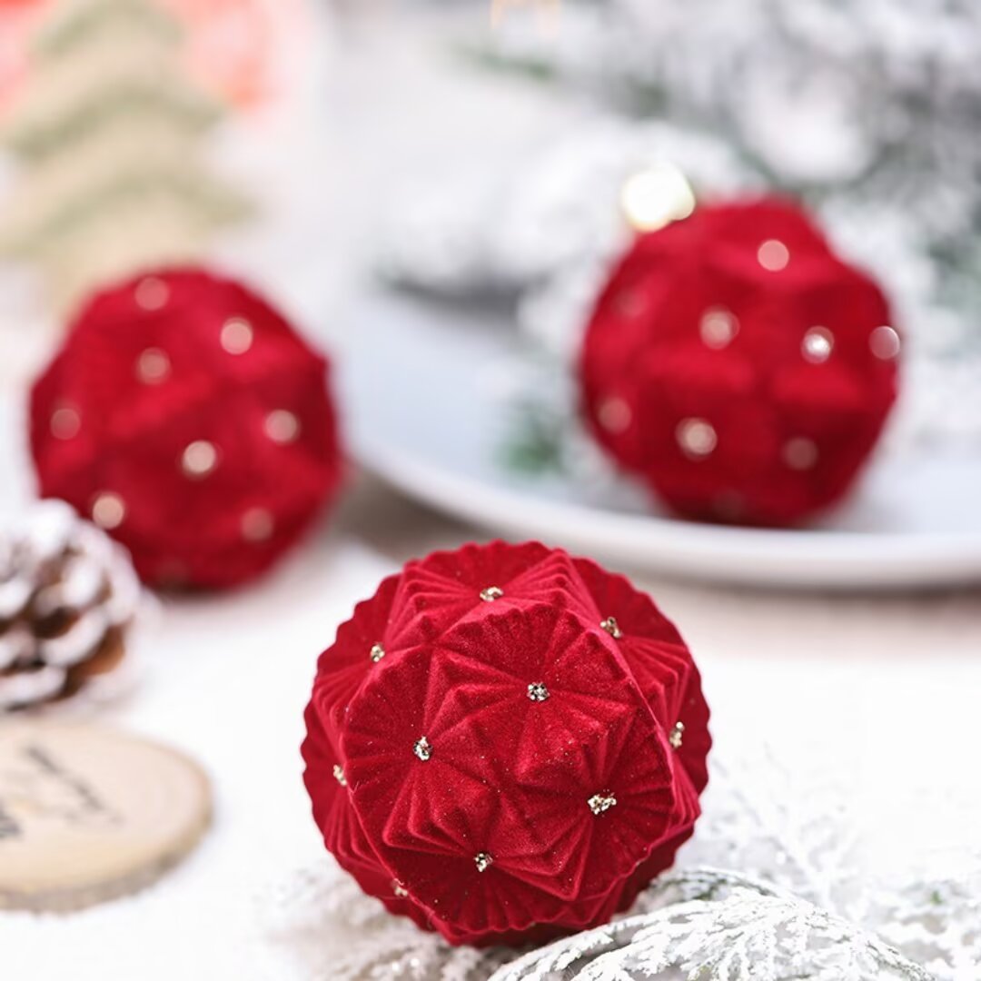 Der Rose 12 PCS 3.15 Inch Multiple Colors Velvet Christmas Ornaments ...