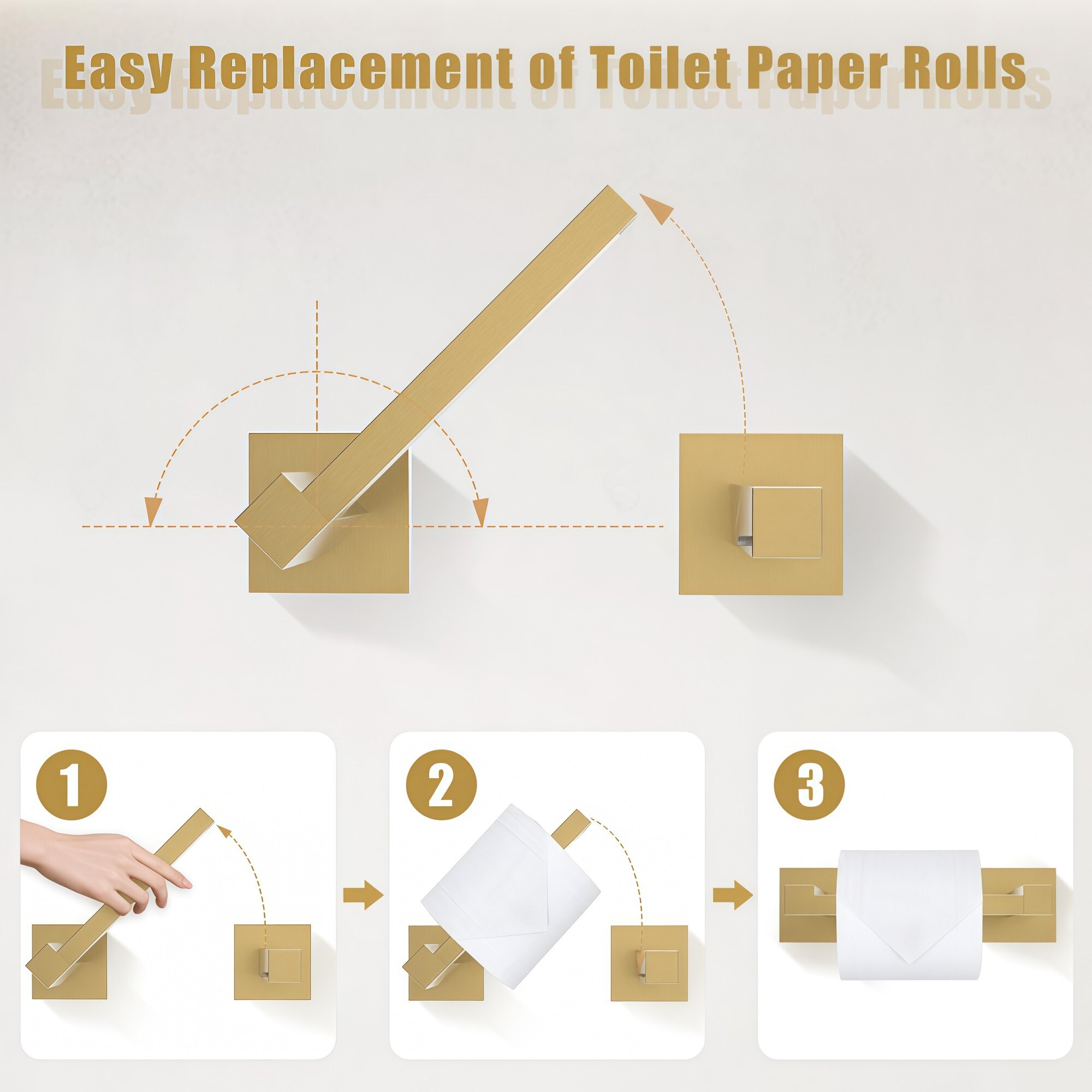 Numhew 23.6in L 5-Piece Brushed Gold Square Bathroom Hardware ...