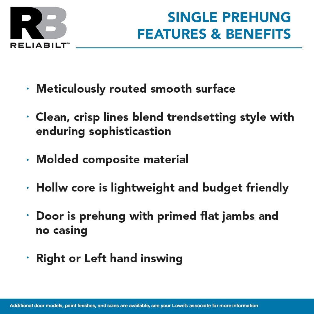 RELIABILT 36-in x 80-in Hollow Core Flush Right Hand Hardboard Single ...