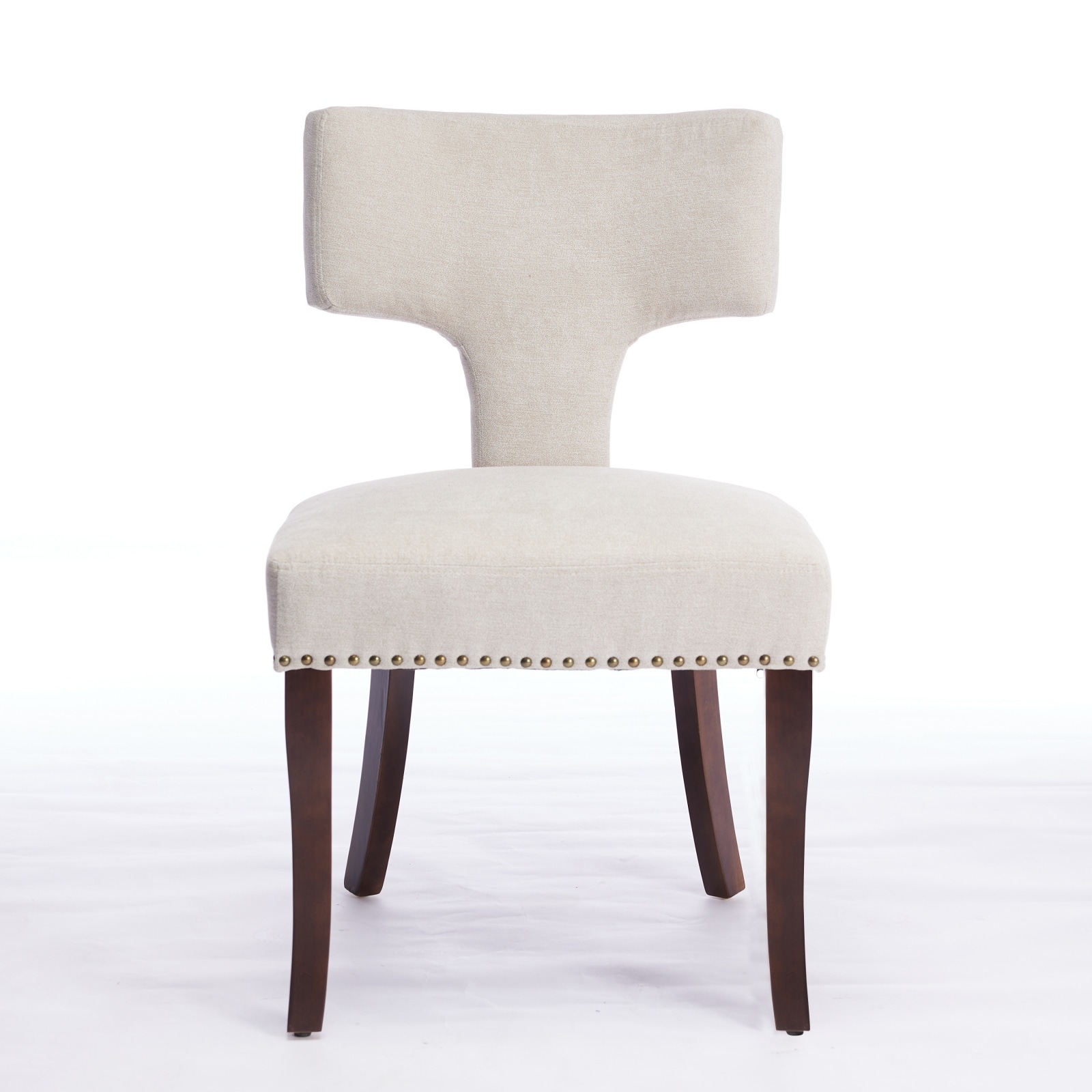 LOVMOR Set of 2 Farmhouse Linen Fabric Upholstered Accent Chair Curved ...